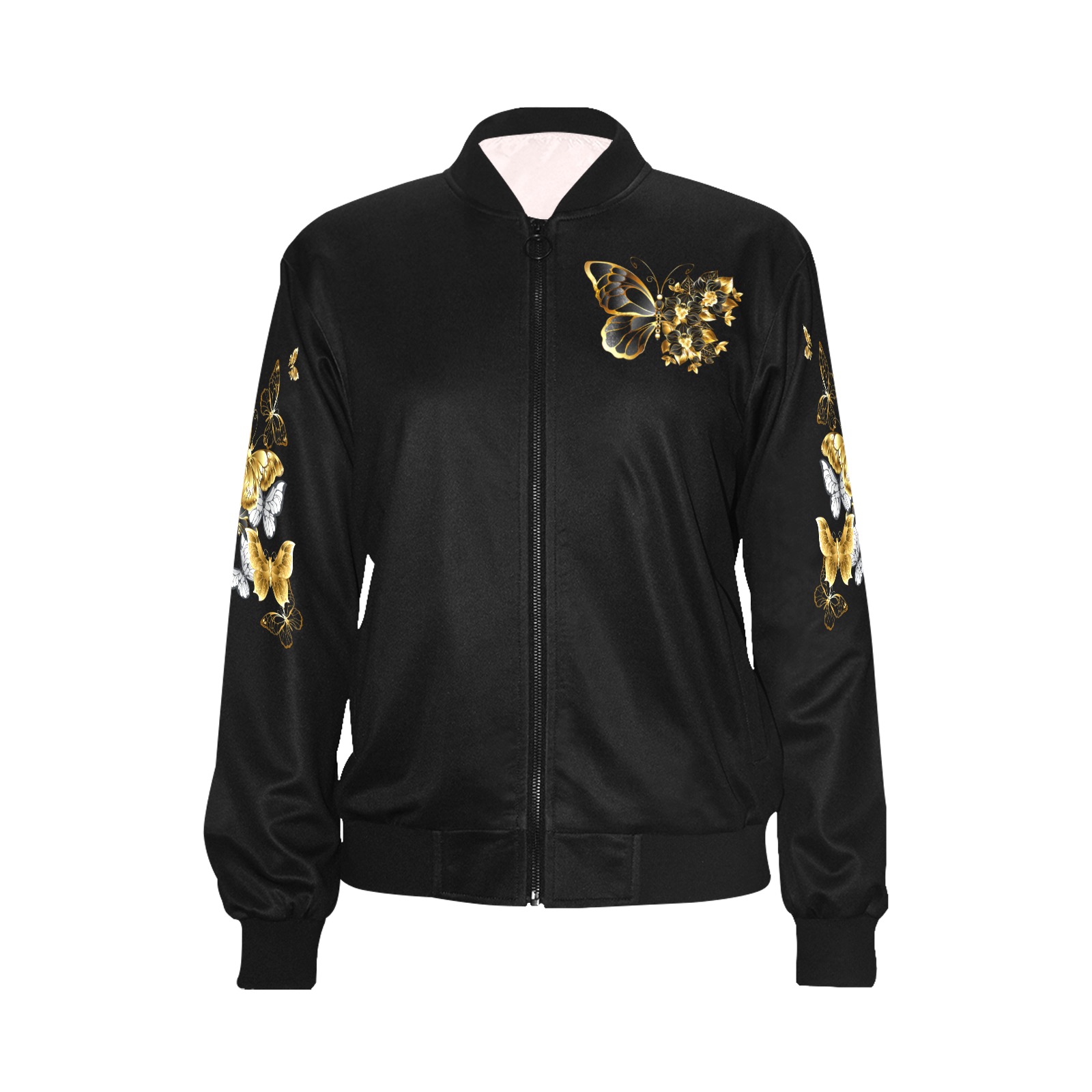 Black and Gold Bomber Jacket All Over Print Bomber Jacket for Women ...