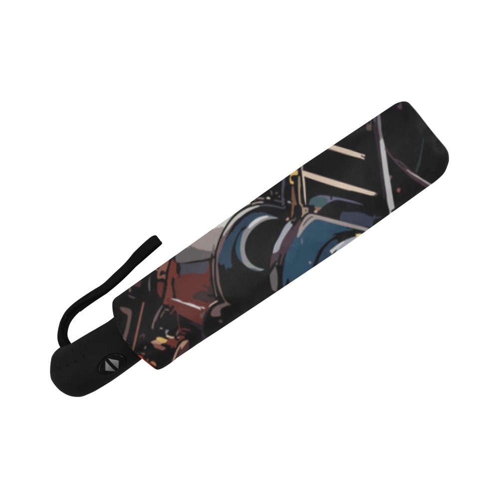 Fantasy steam engine, cool colorful railroad art Auto-Foldable Umbrella ...