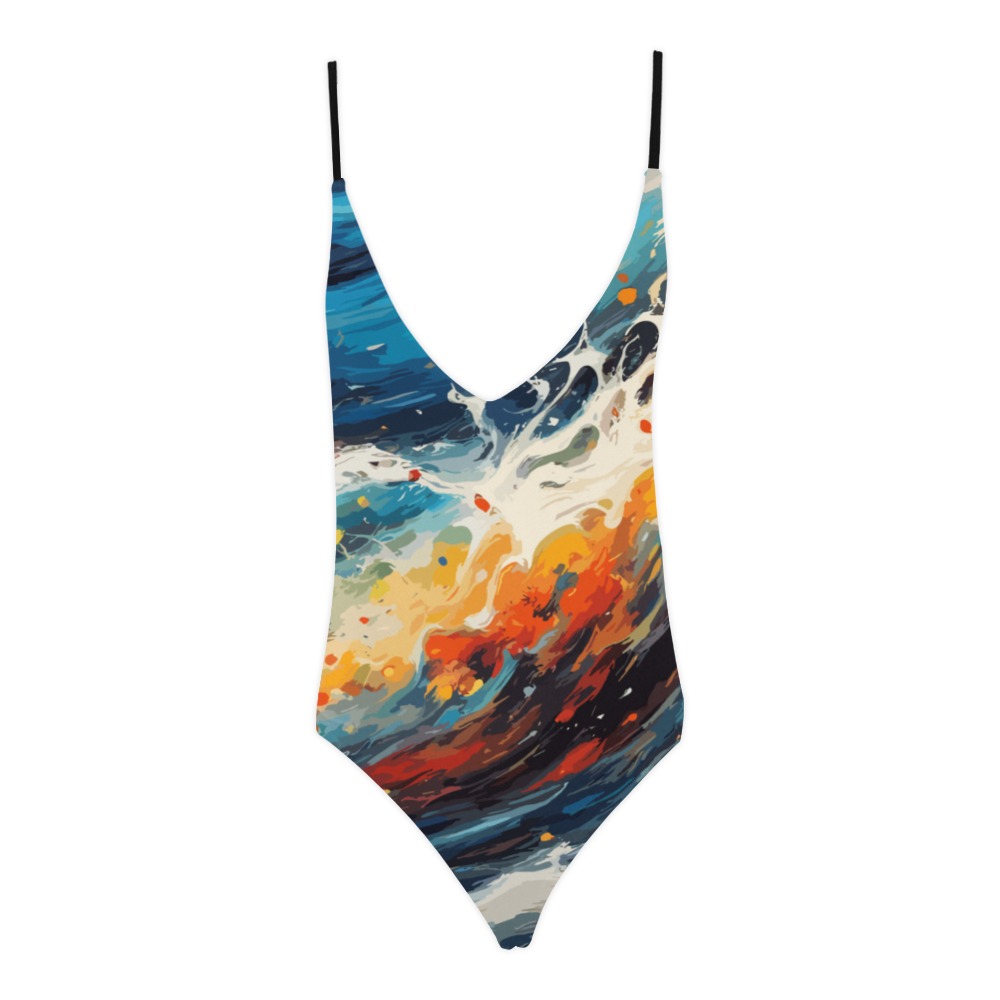 Colorful waves in the stormy fantasy ocean art. Sexy Lacing Backless ...
