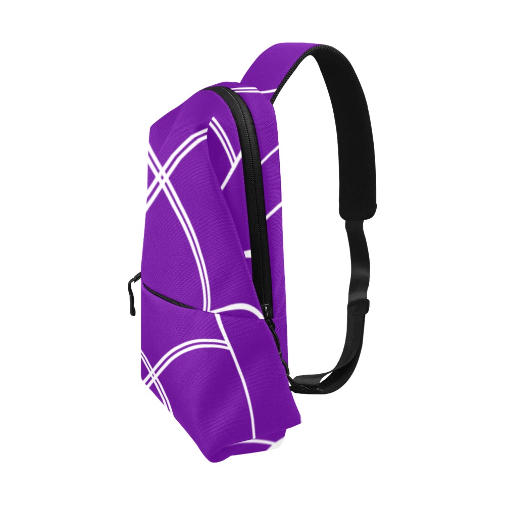White Interlocking Squares twirled purple Chest Bag (Model 1678) | ID ...