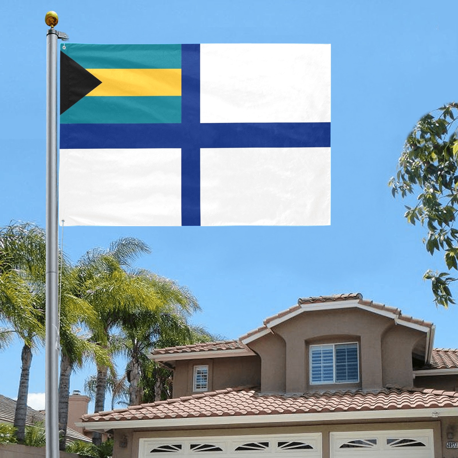 Bahamas Flag Variant White Blue Garden Flag 70"x47" | ID: D5748355