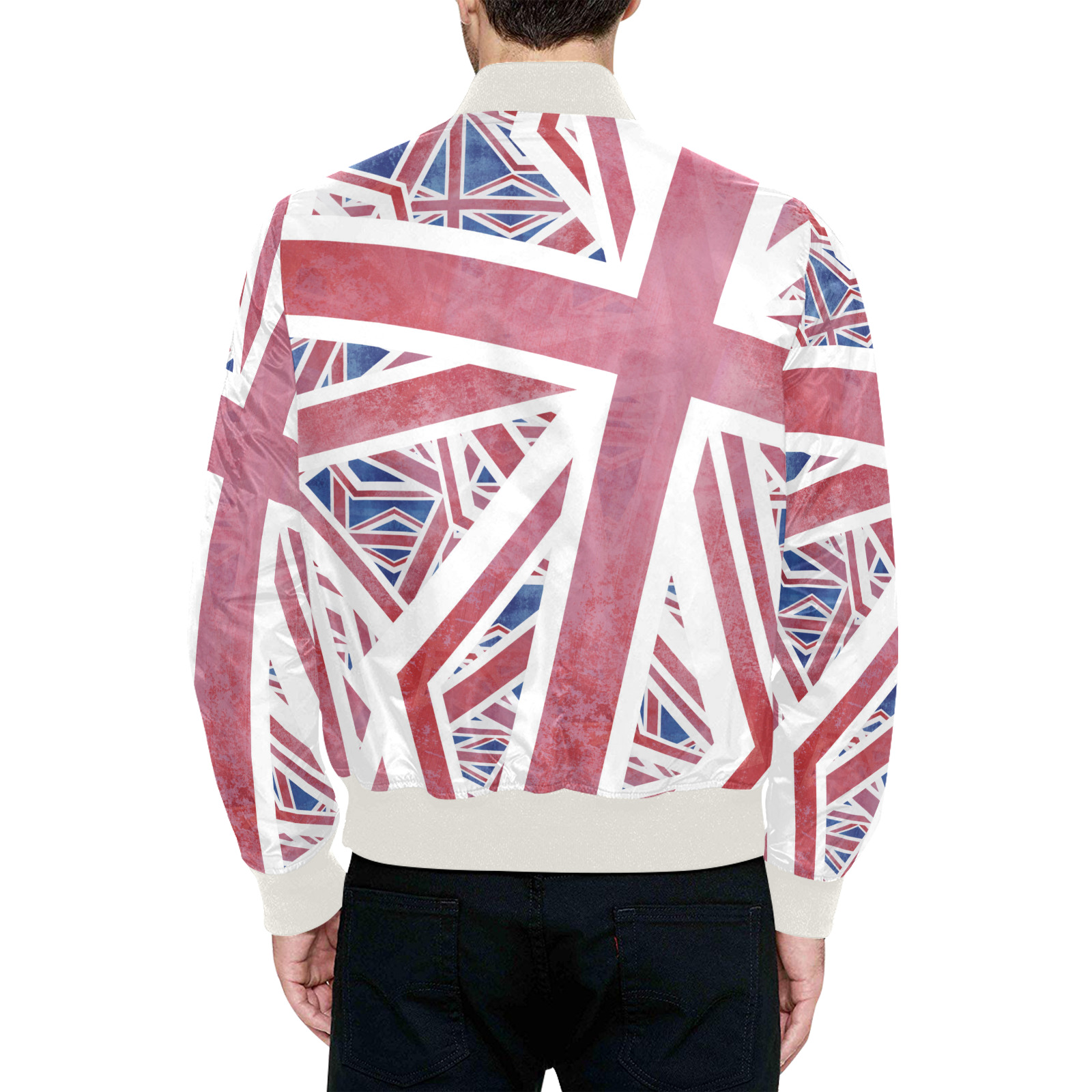 Abstract Union Jack British Flag Collage All Over Print Quilted Bomber ...