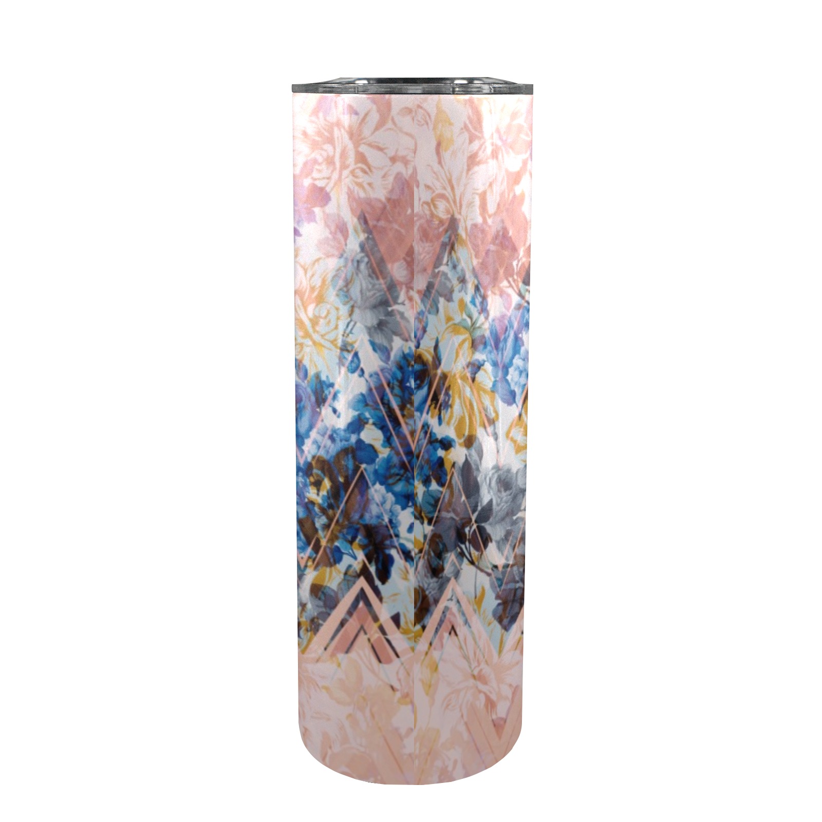 Spring Floral on a geometric 20oz Tall Skinny Tumbler with Lid and ...