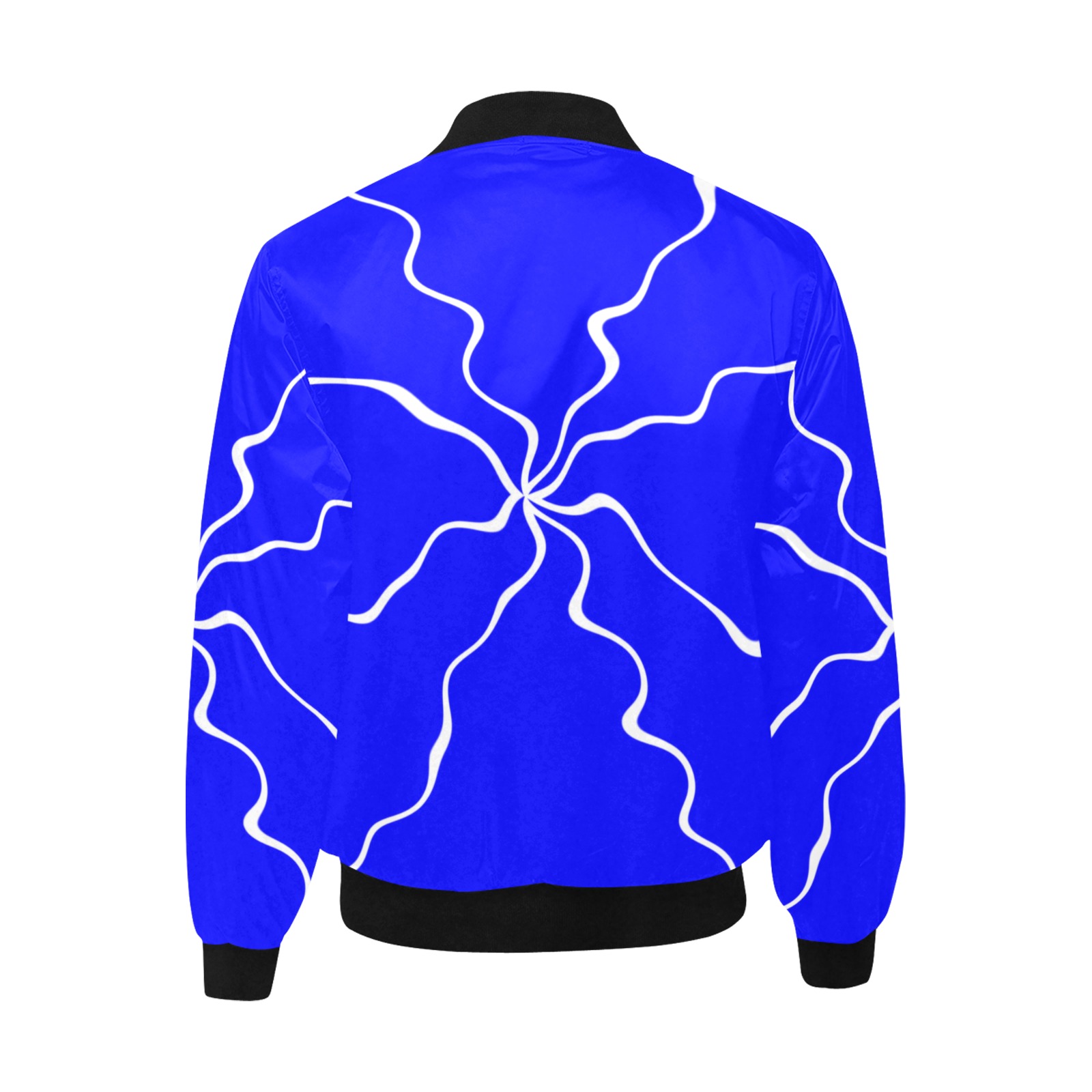 White Interlocking Triangles Noisy blue All Over Print Quilted Bomber ...