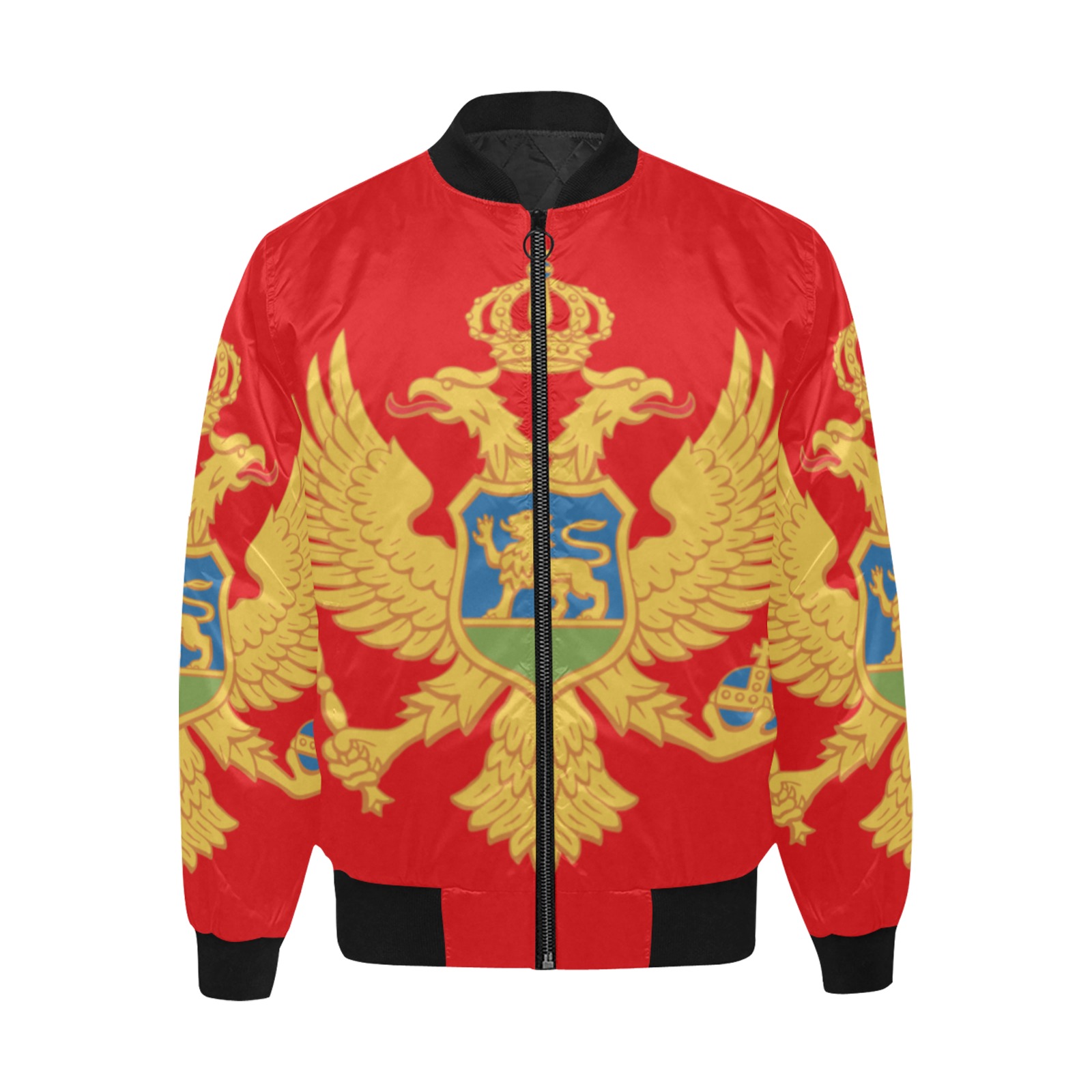 mxcp2000px-Flag_of_Montenegro.svg All Over Print Quilted Bomber Jacket ...