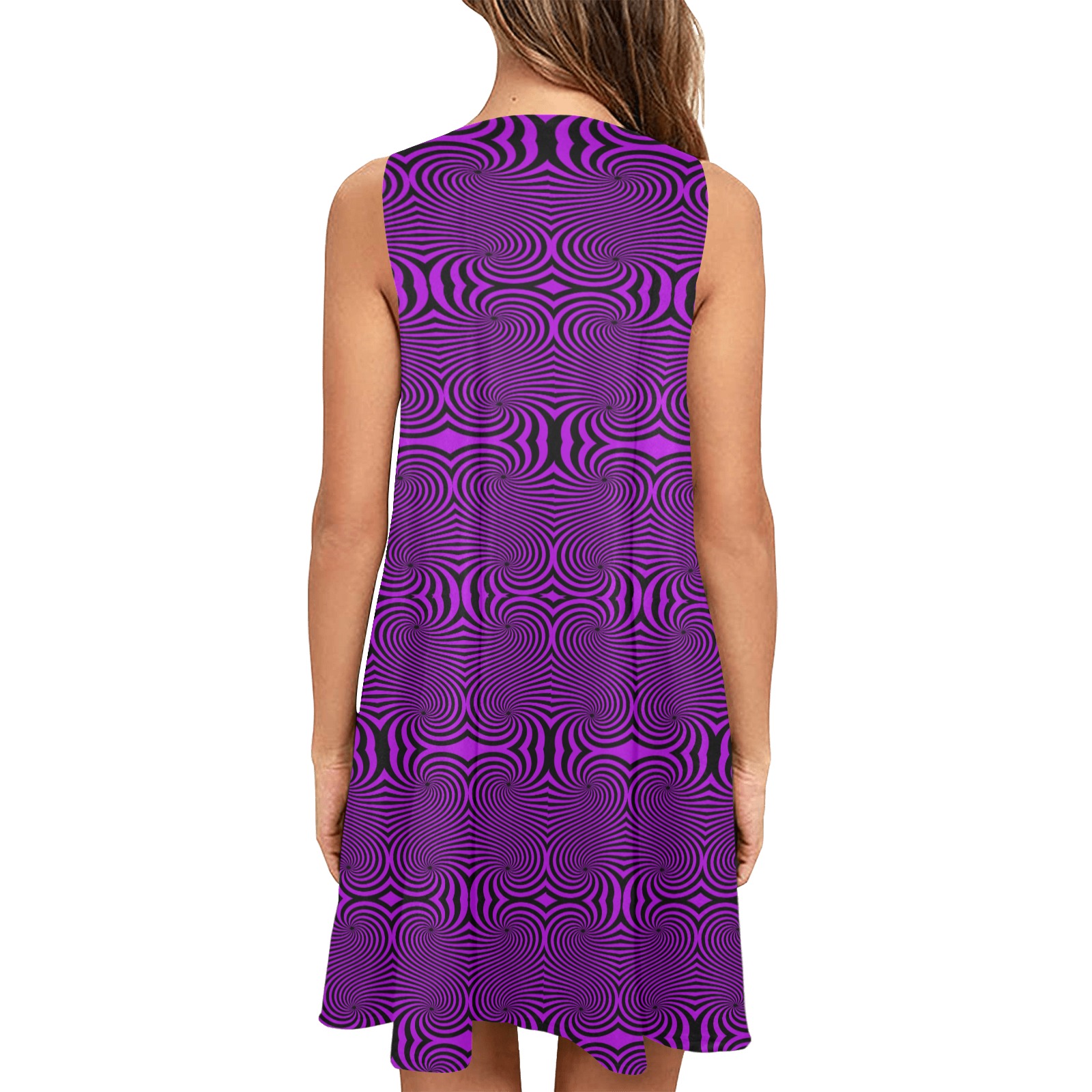 Ô Violet Op Art Swirls CC on Black Sleeveless A-Line Pocket Dress ...