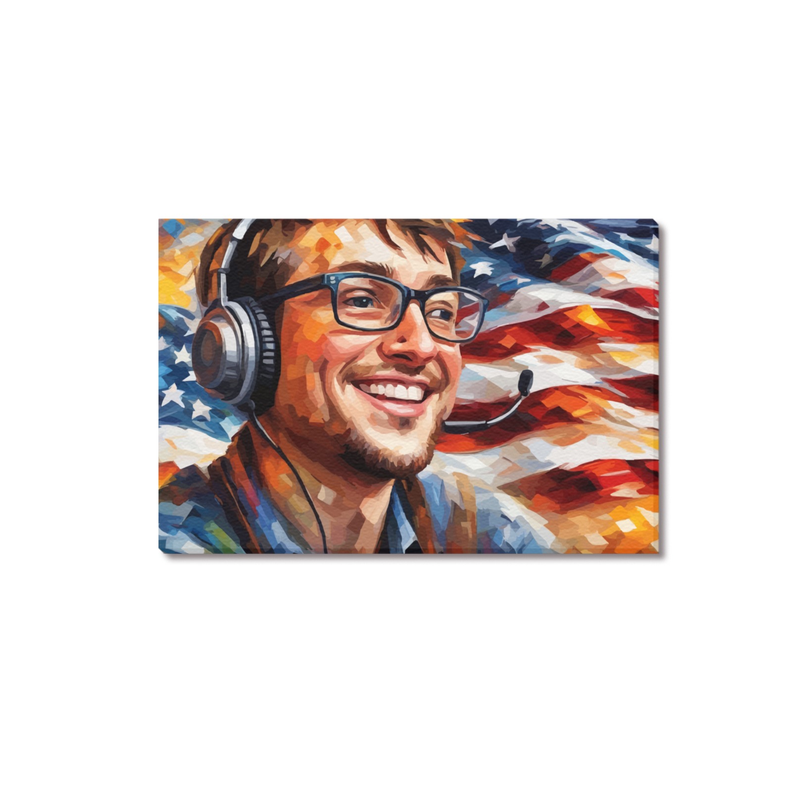 American Flag Happy Computer Nerd Patriotic Art Upgraded Canvas Print ...