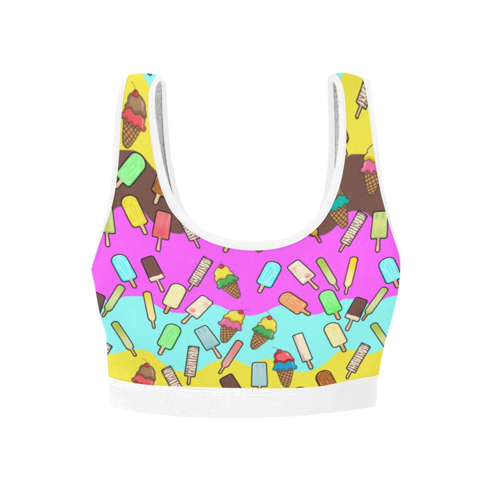 Ice Cream Treats Illustration Women's All Over Print Sports Bra-New ...