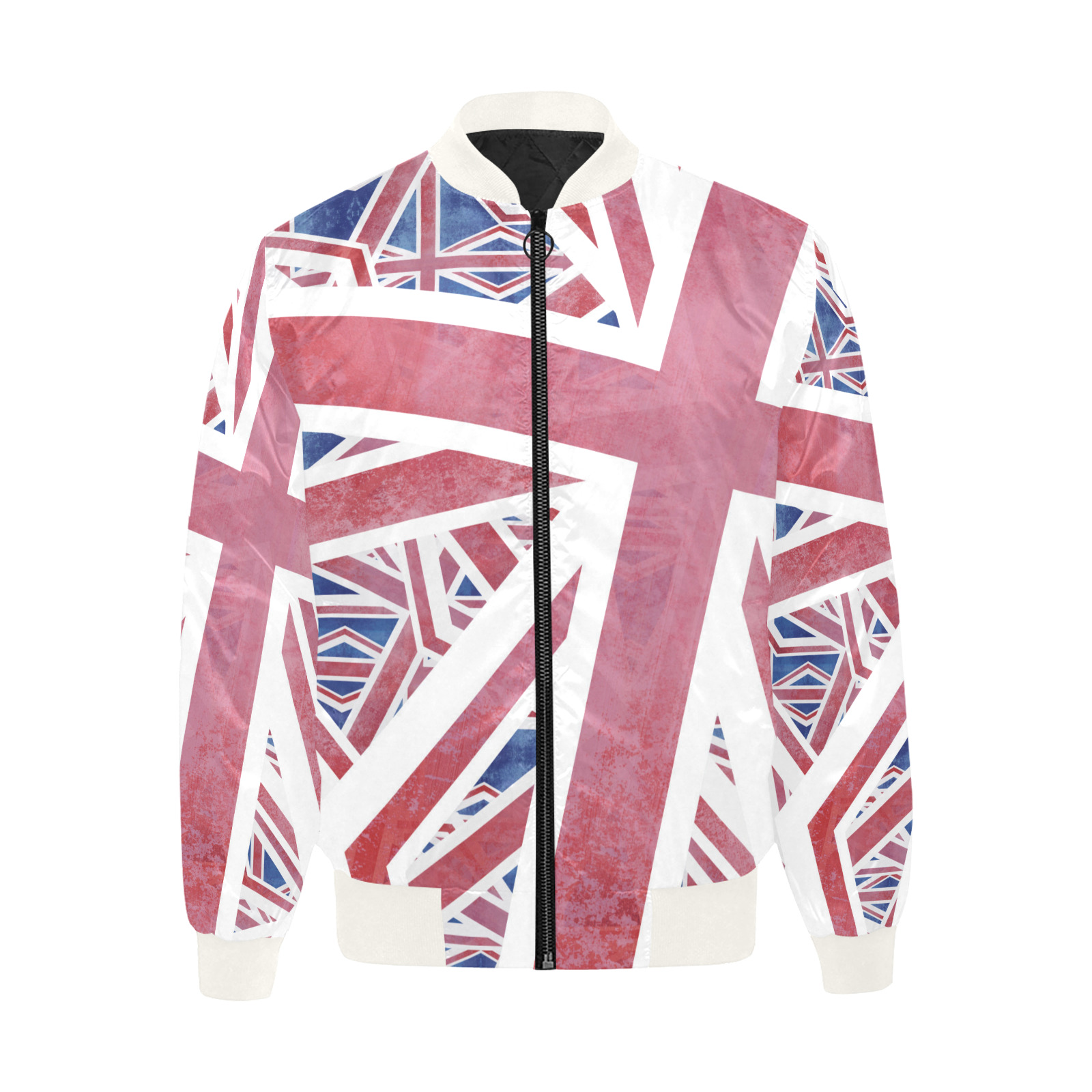 Abstract Union Jack British Flag Collage All Over Print Quilted Bomber ...