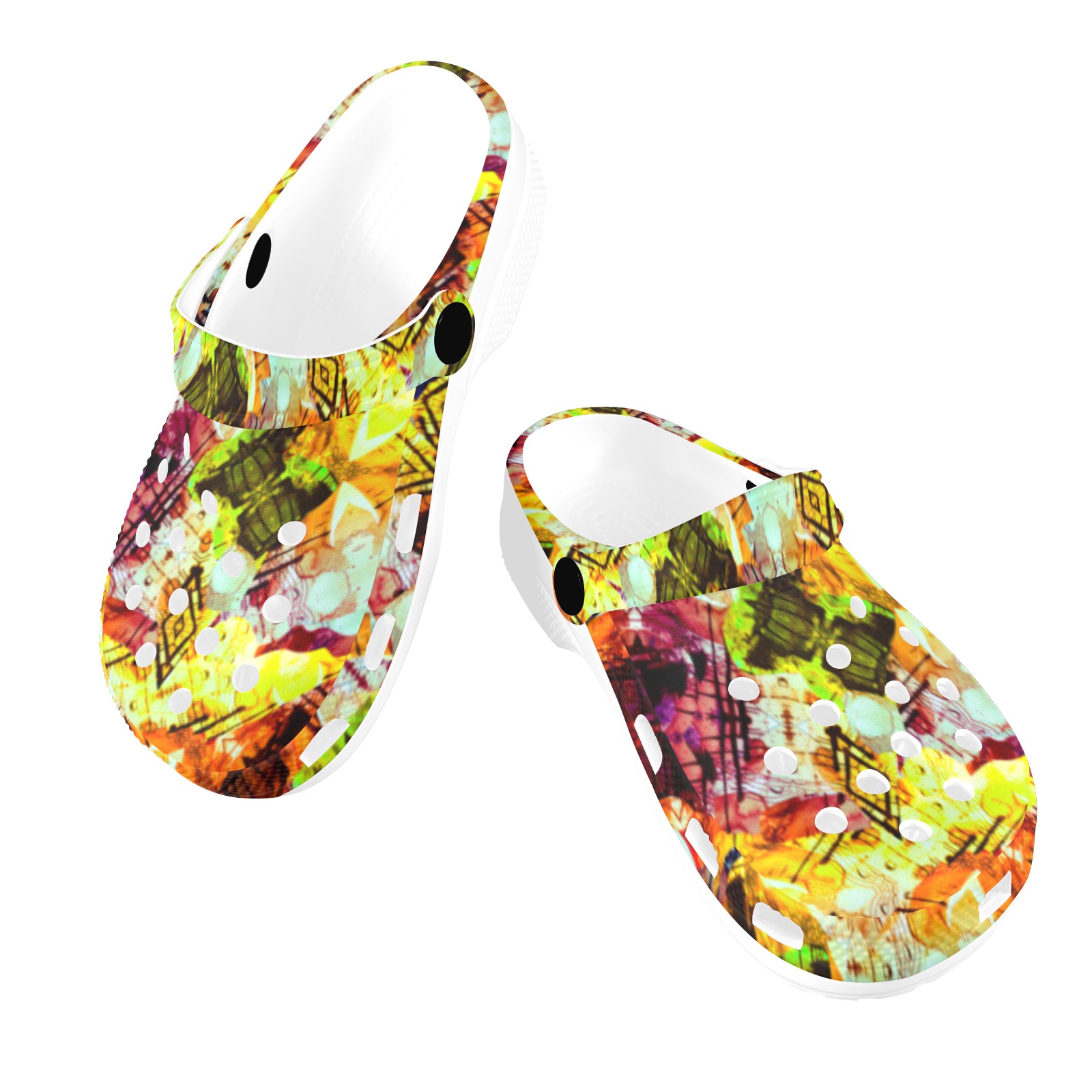 Graffiti Style - Markings on Watercolors Custom Print Foam Clogs for ...