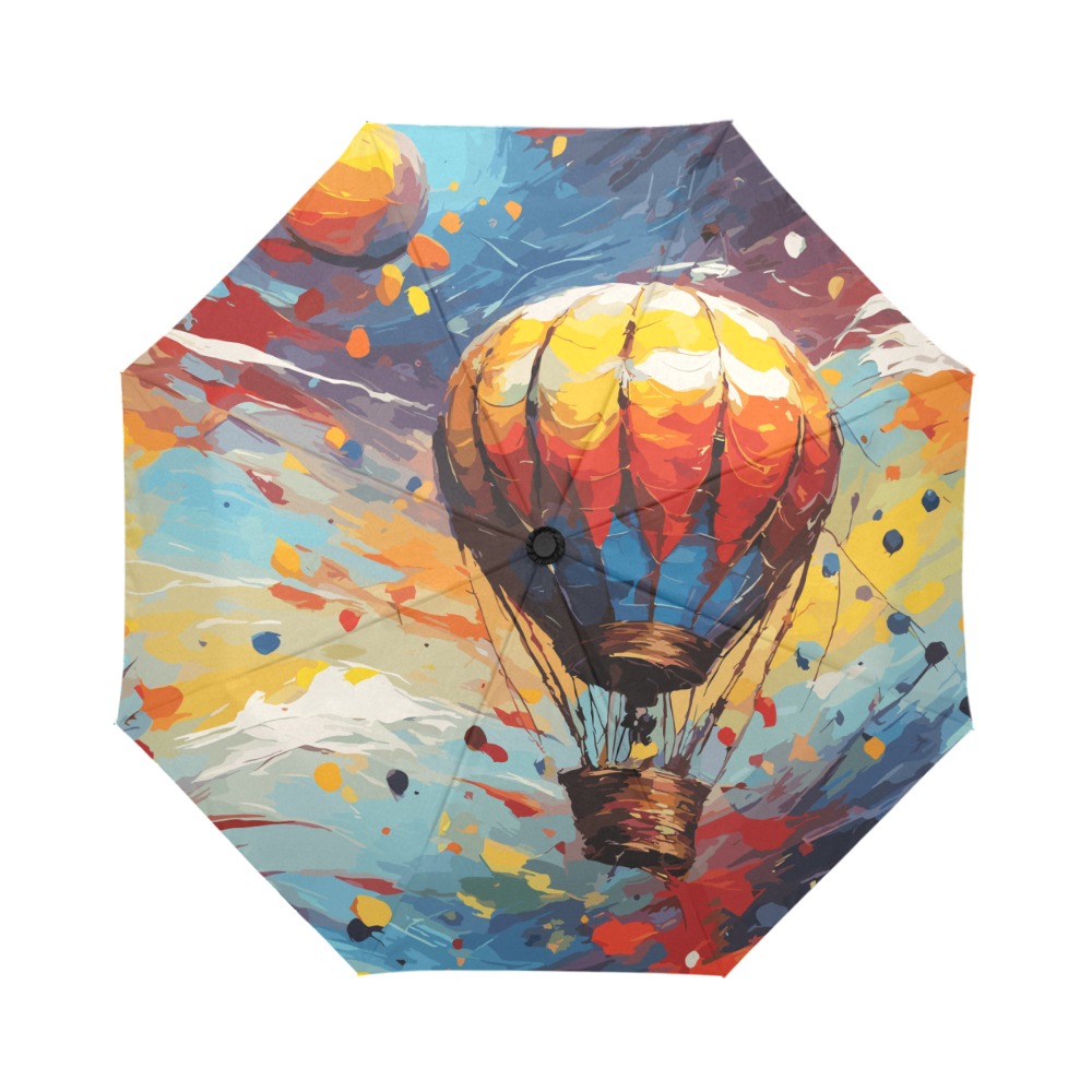 Hot air balloon, sky and sun colorful art. Auto-Foldable Umbrella ...