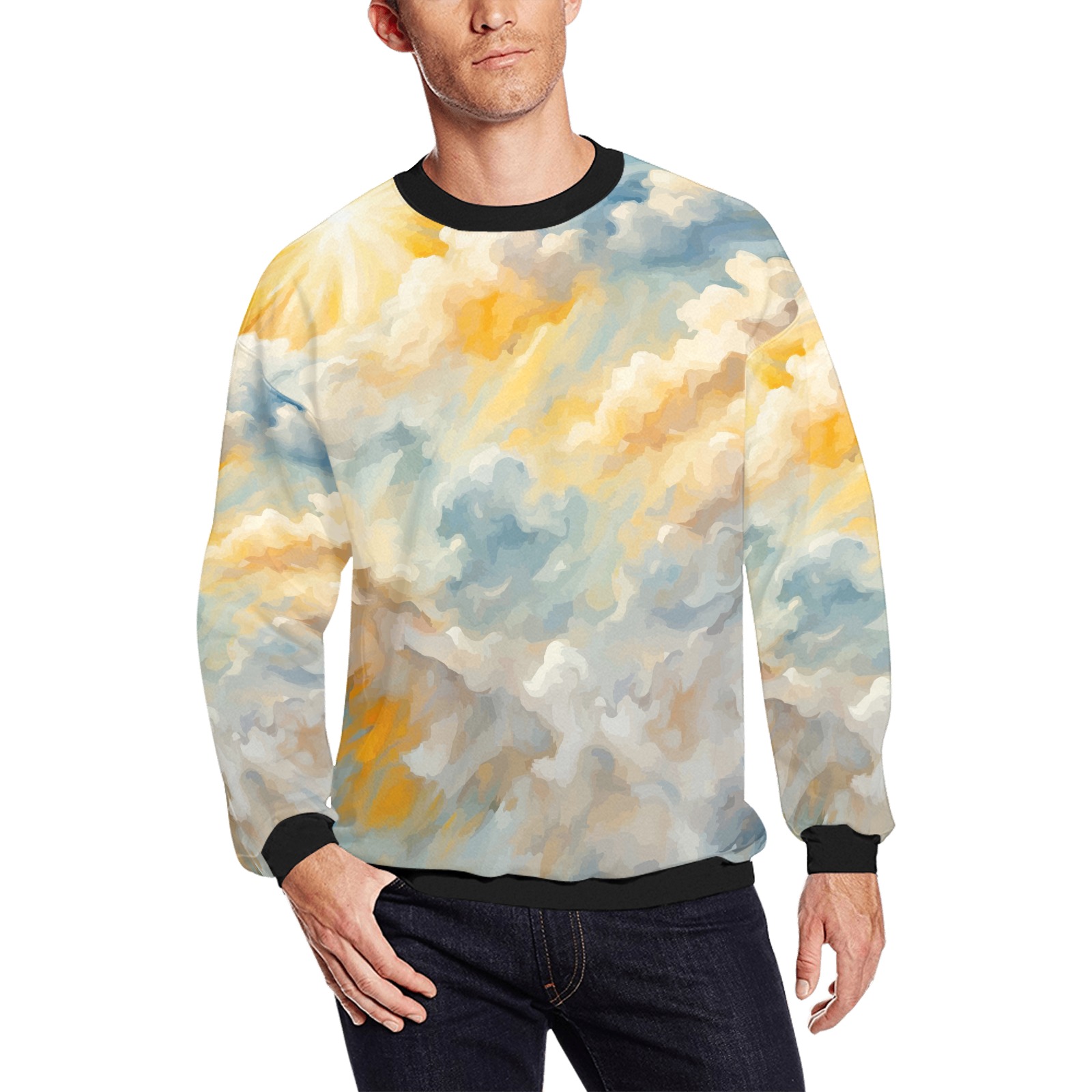 Sun is shining above the colorful clouds cool art Men's Oversized ...