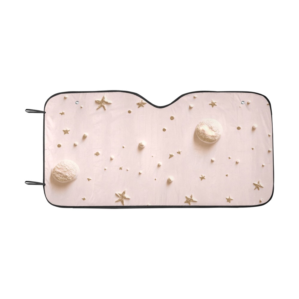 Golden Blush - Soft Pink Gold Star Aesthetic Car Sun Shade 55"x30" | ID ...
