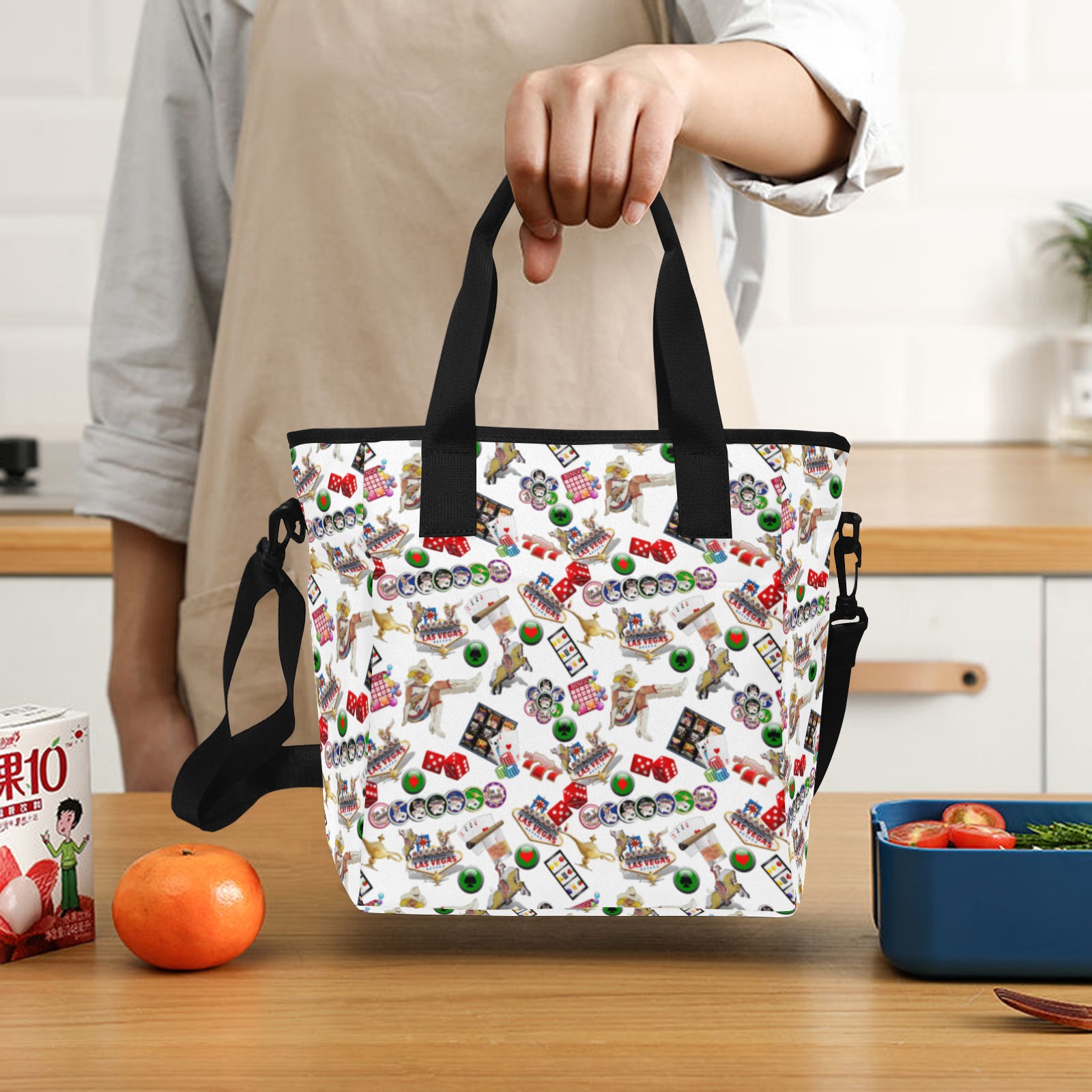 Las Vegas Icons - Gamblers Delight / White Insulated Tote Bag with ...
