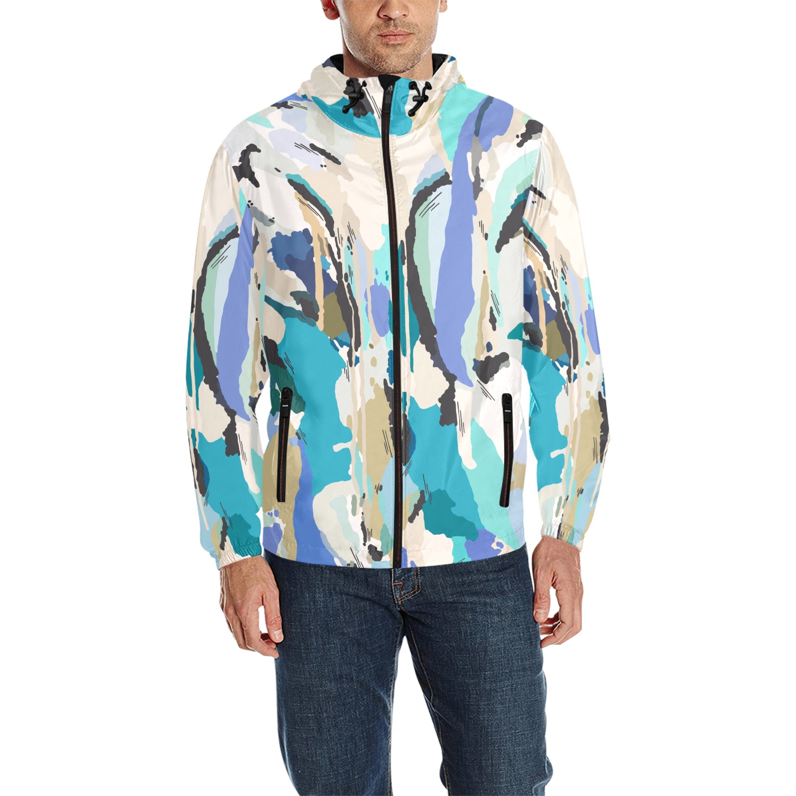 Modern abstract paint shapes-963 All Over Print Quilted Windbreaker for ...