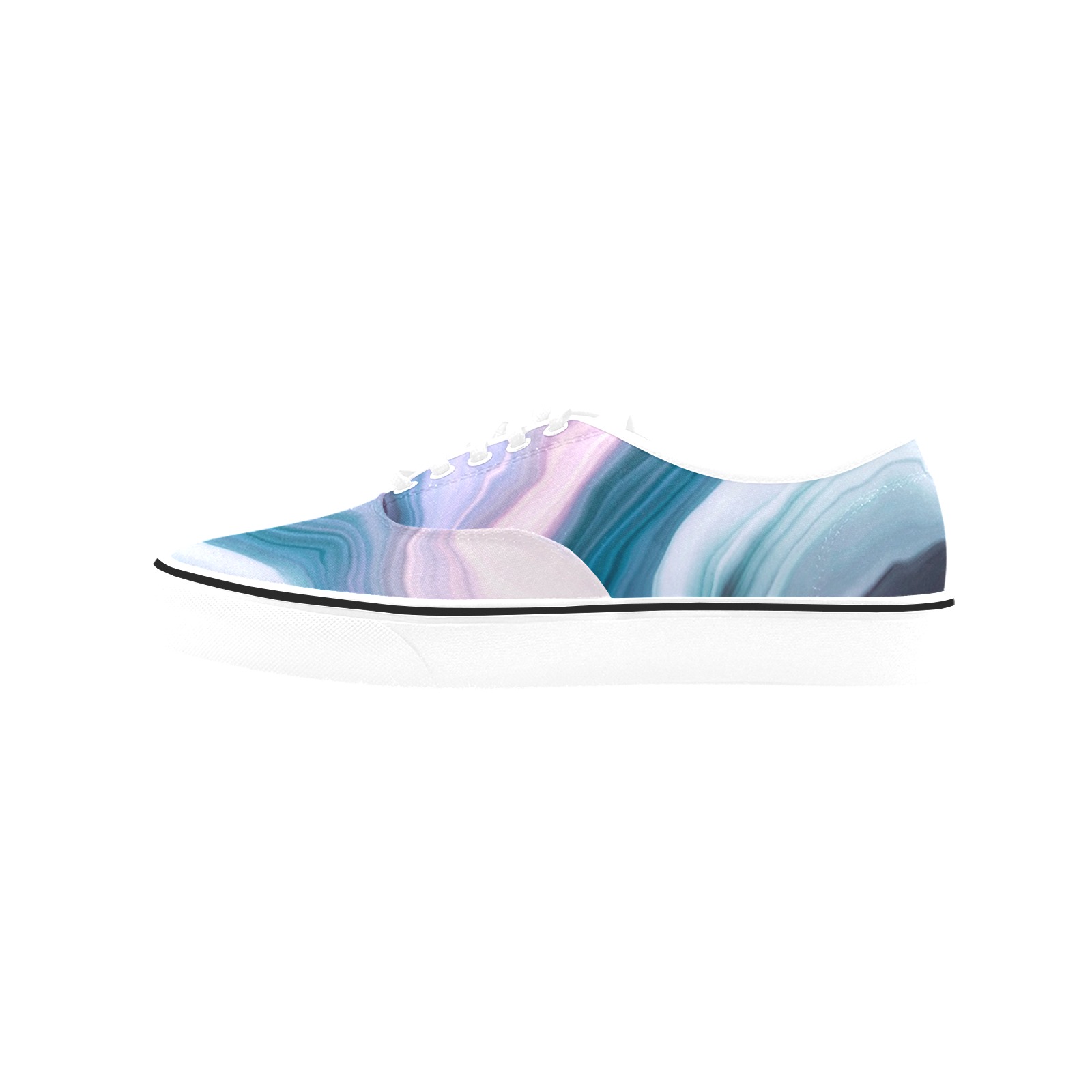 Marbled blue and pink waves 93 Classic Women's Canvas Low Top Shoes (Model E001-4) | ID: D6711291