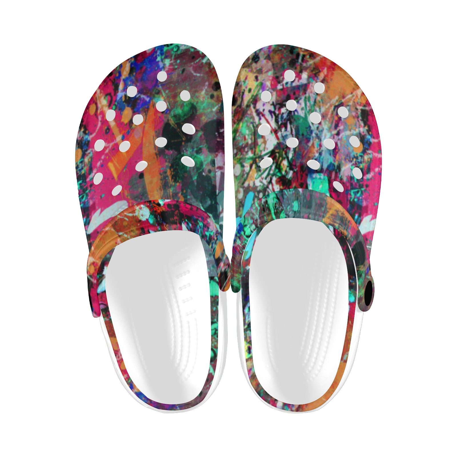 Graffiti Wall and Paint Splatter Custom Print Foam Clogs for Adults ...