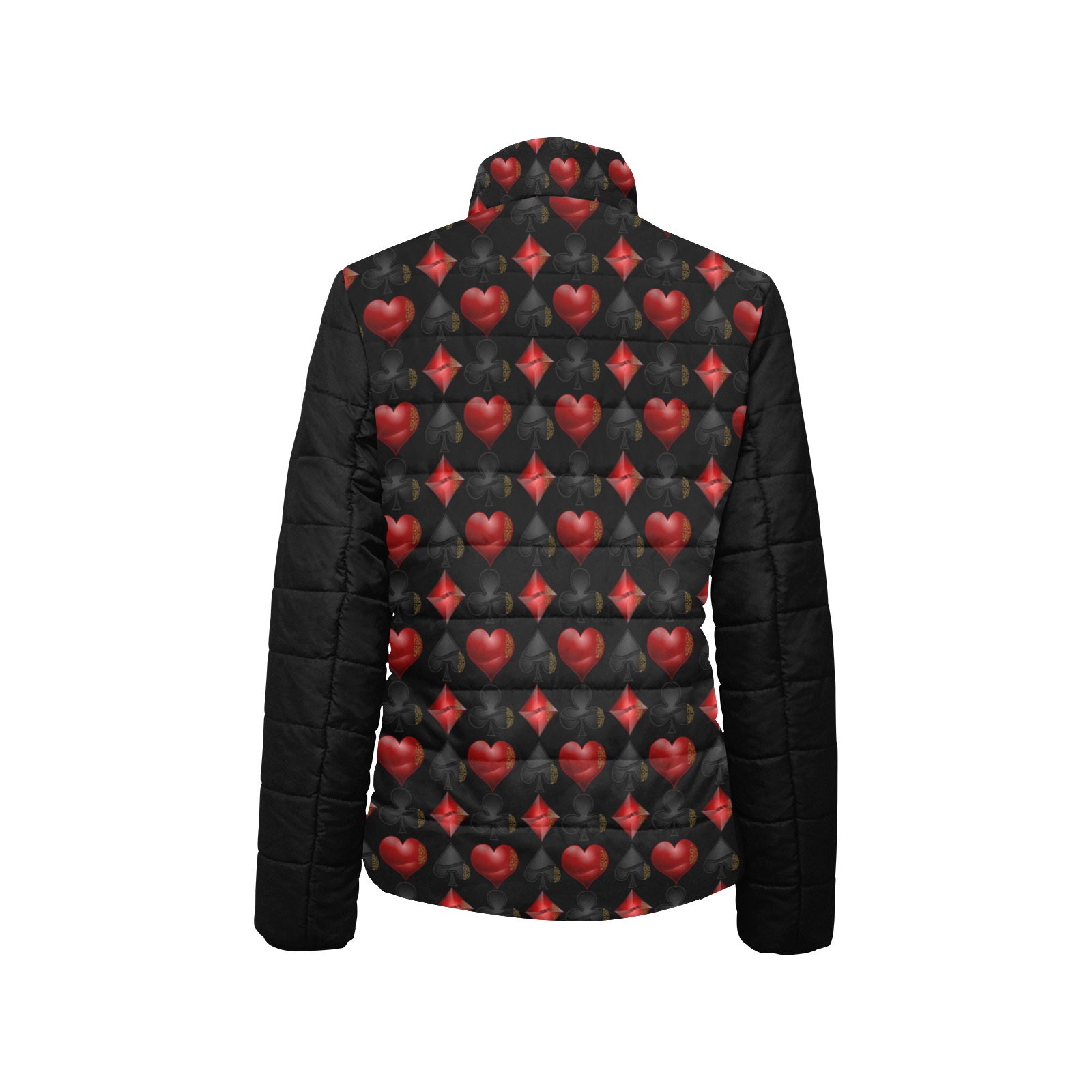Las Vegas Playing Card Symbols / Black Women's Stand Collar Padded ...