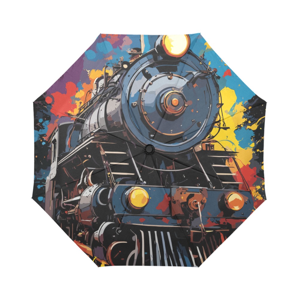 Fantasy steam engine, cool colorful railroad art Auto-Foldable Umbrella ...