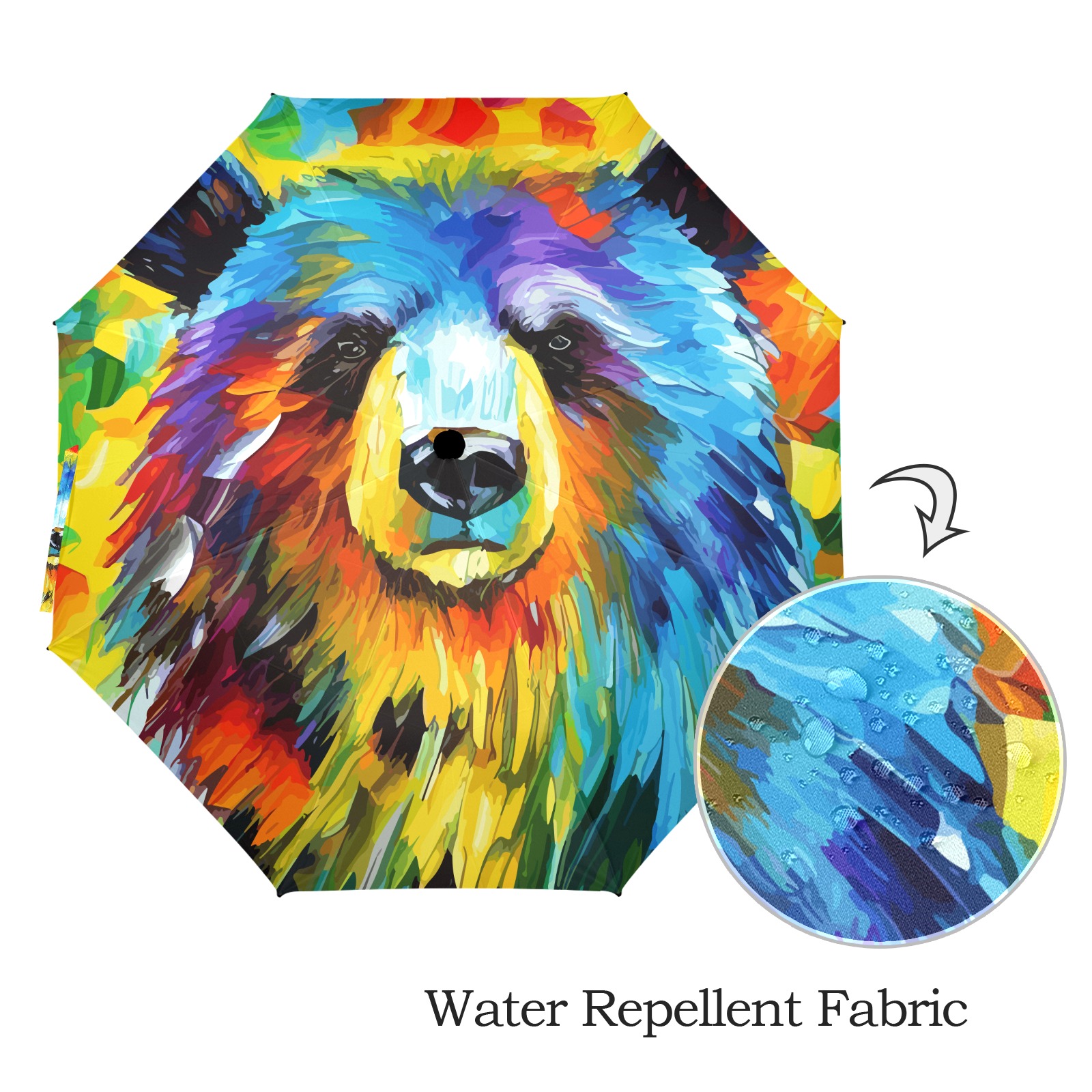 Bear Funny Colorful Animal Art Semi-Automatic Foldable Umbrella (Model ...
