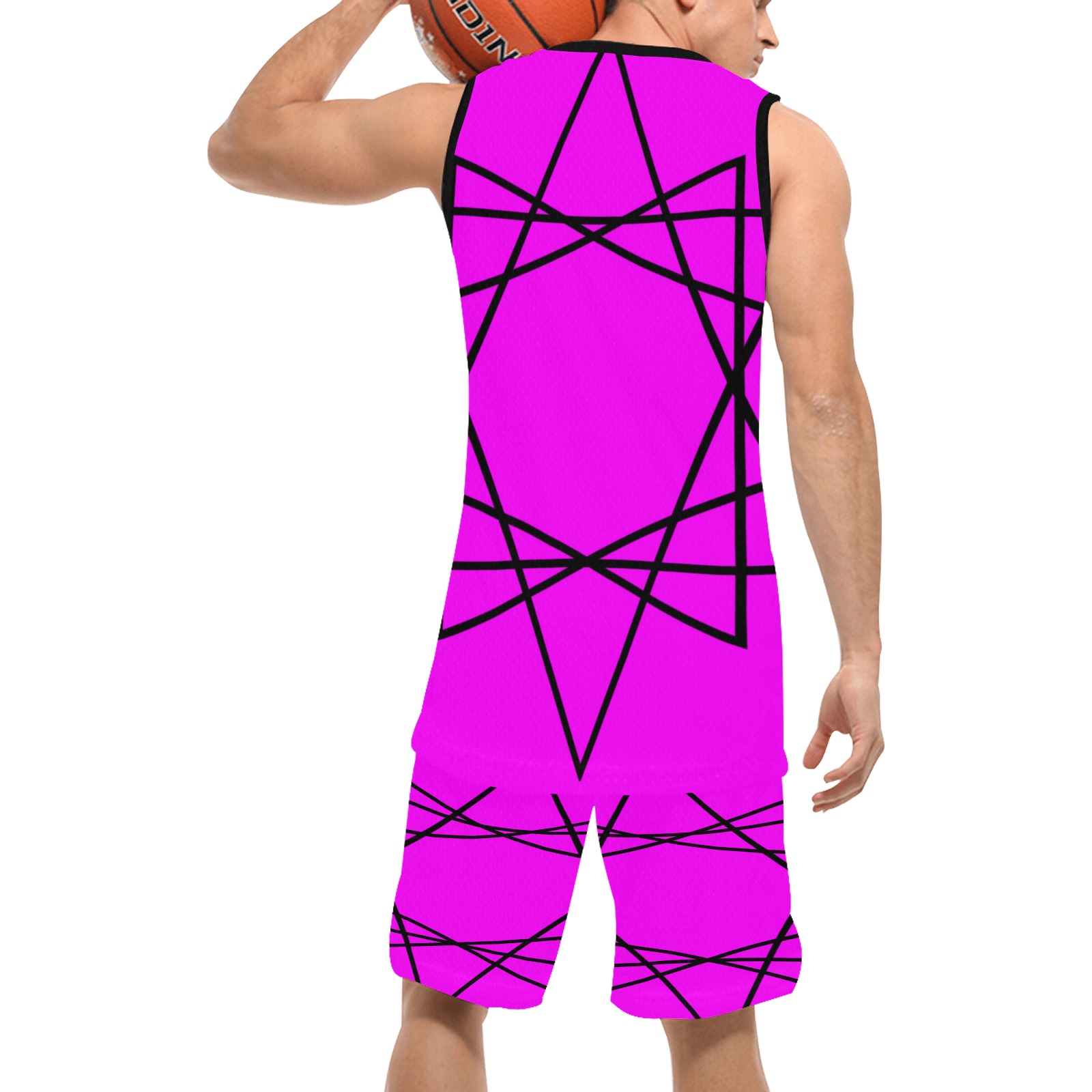 Black Interlocking Triangles2 Funhouse pink Basketball Uniform with ...