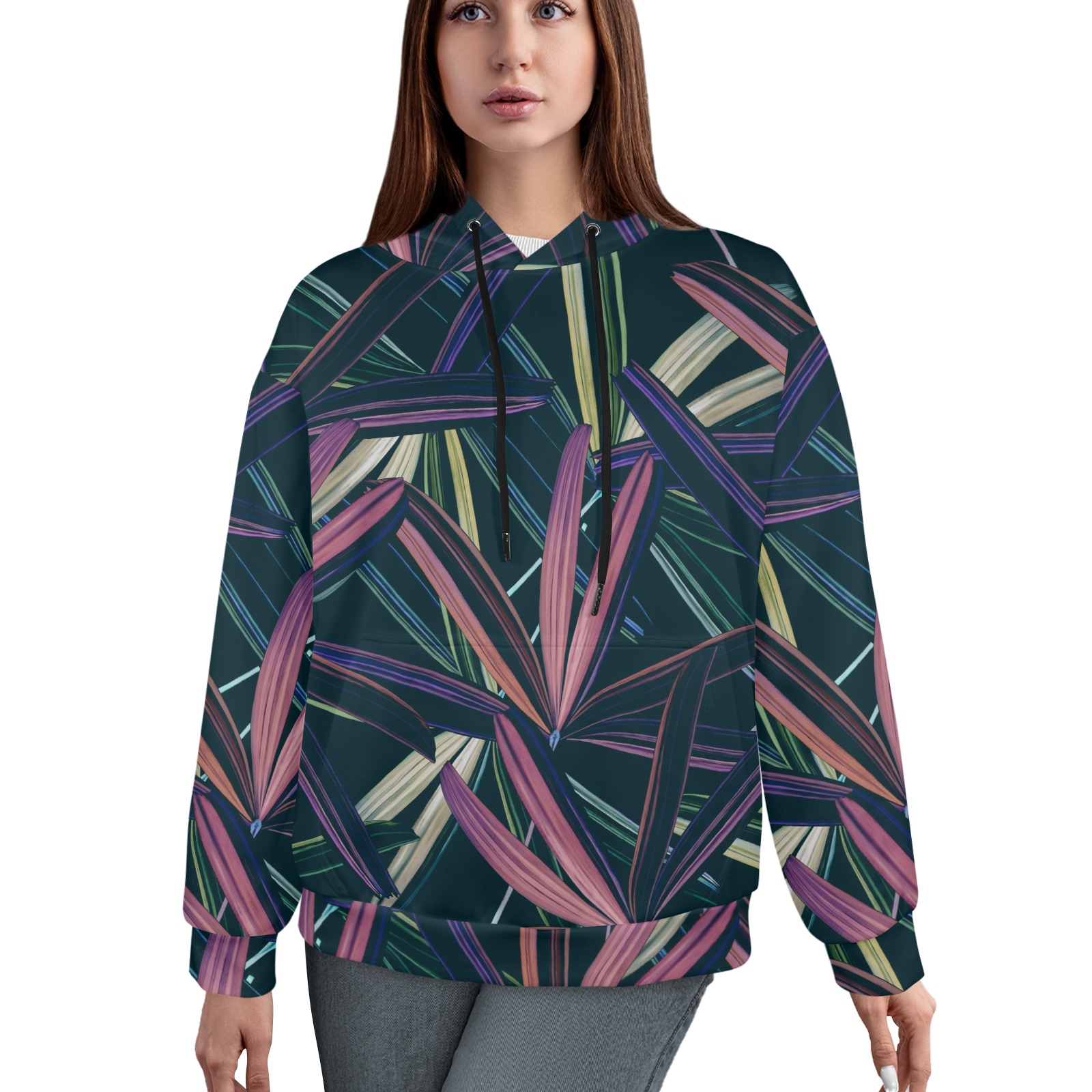 Abstract of leaves at night 85 Women's All Over Print Hoodie (Model H61 ...