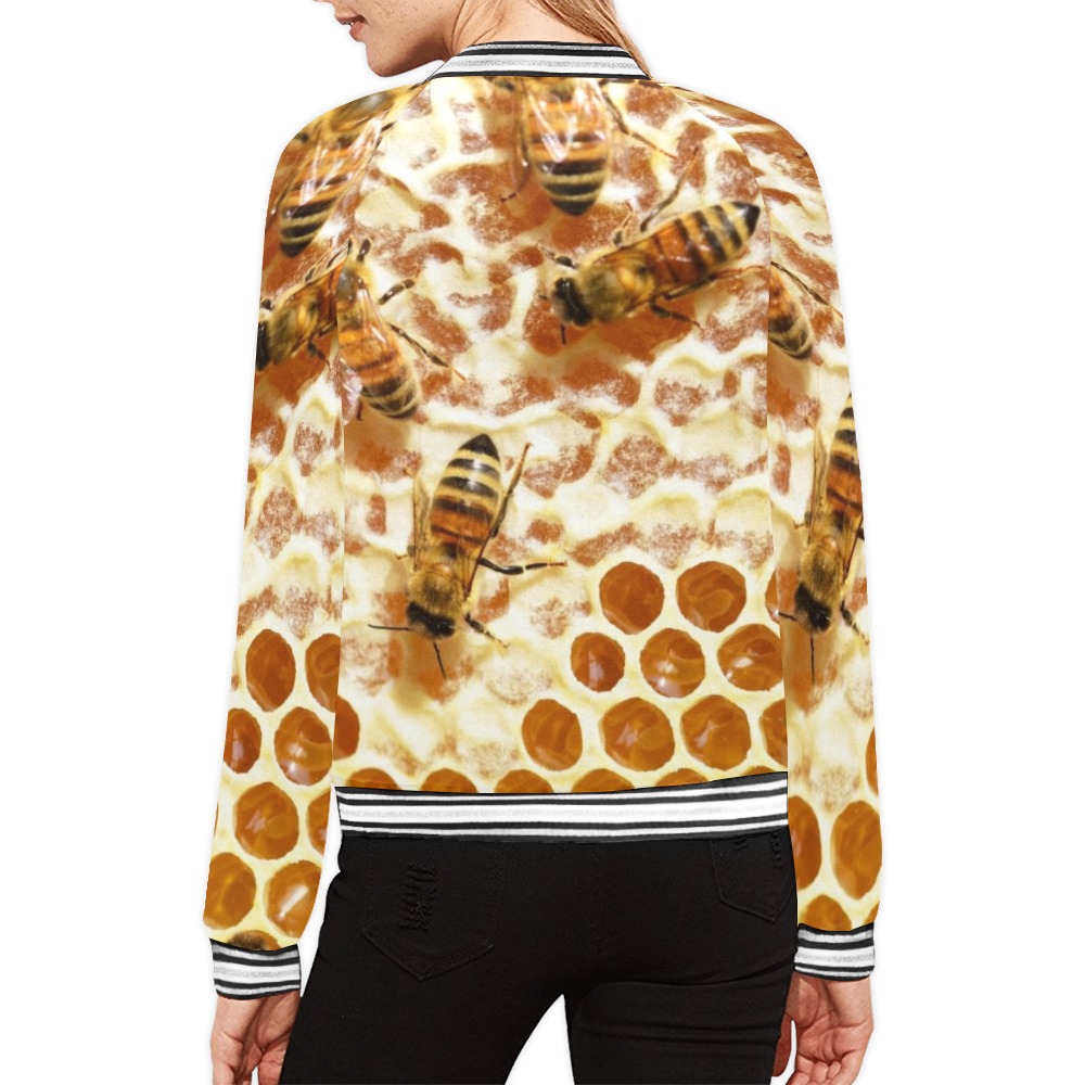 HONEY BEES 2 All Over Print Bomber Jacket for Women (Model H21) | ID ...