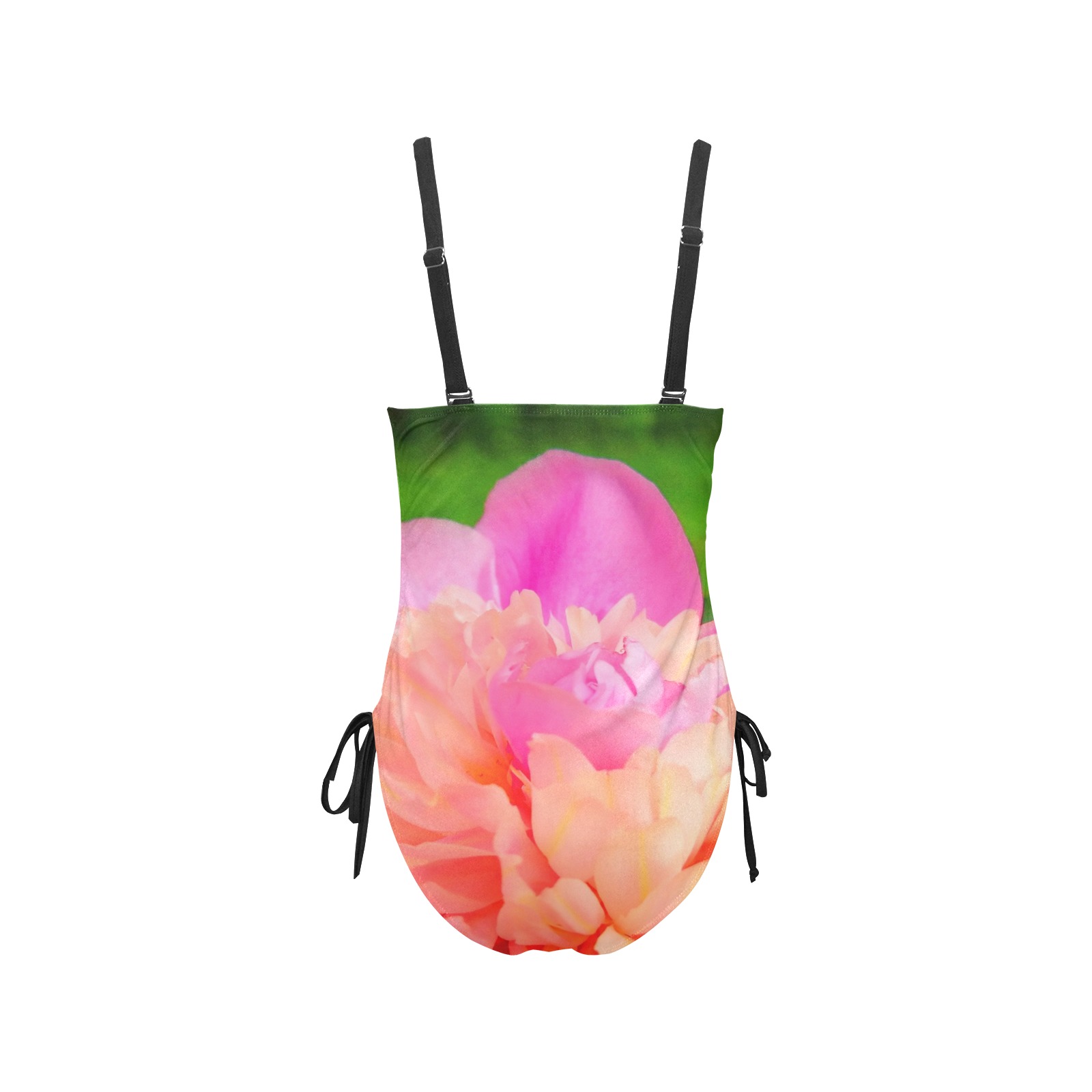 Pink Peony Drawstring Side One Piece Swimsuit Drawstring Side One-Piece ...