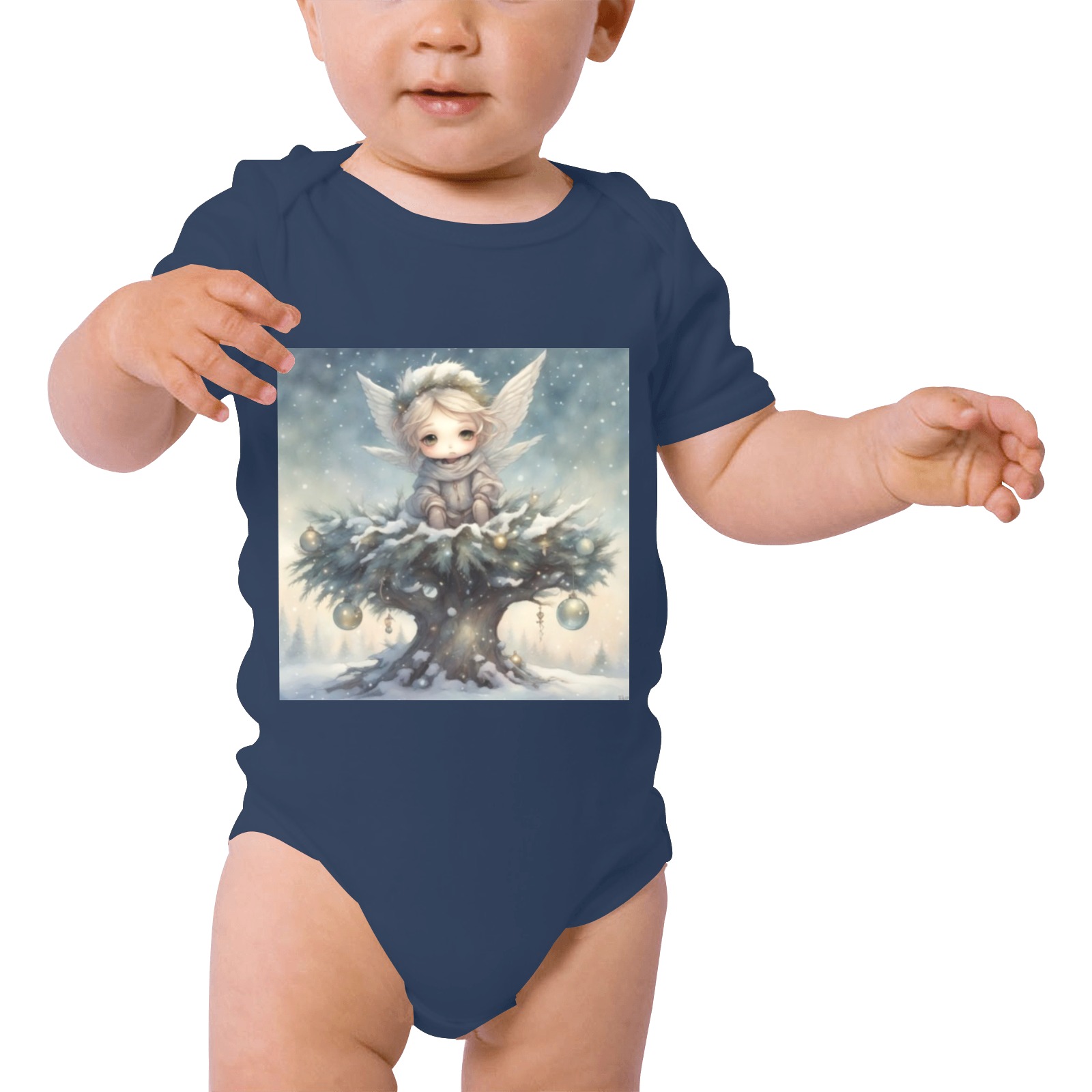 Little Christmas Angel Baby Powder Organic Short Sleeve One Piece ...