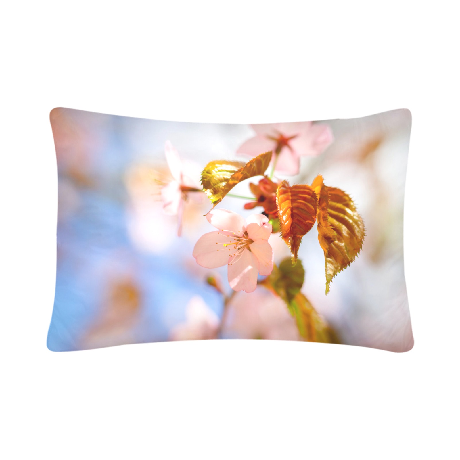 Orange leaves and pink petals of sakura cherry. Custom Pillow Case 20"x ...