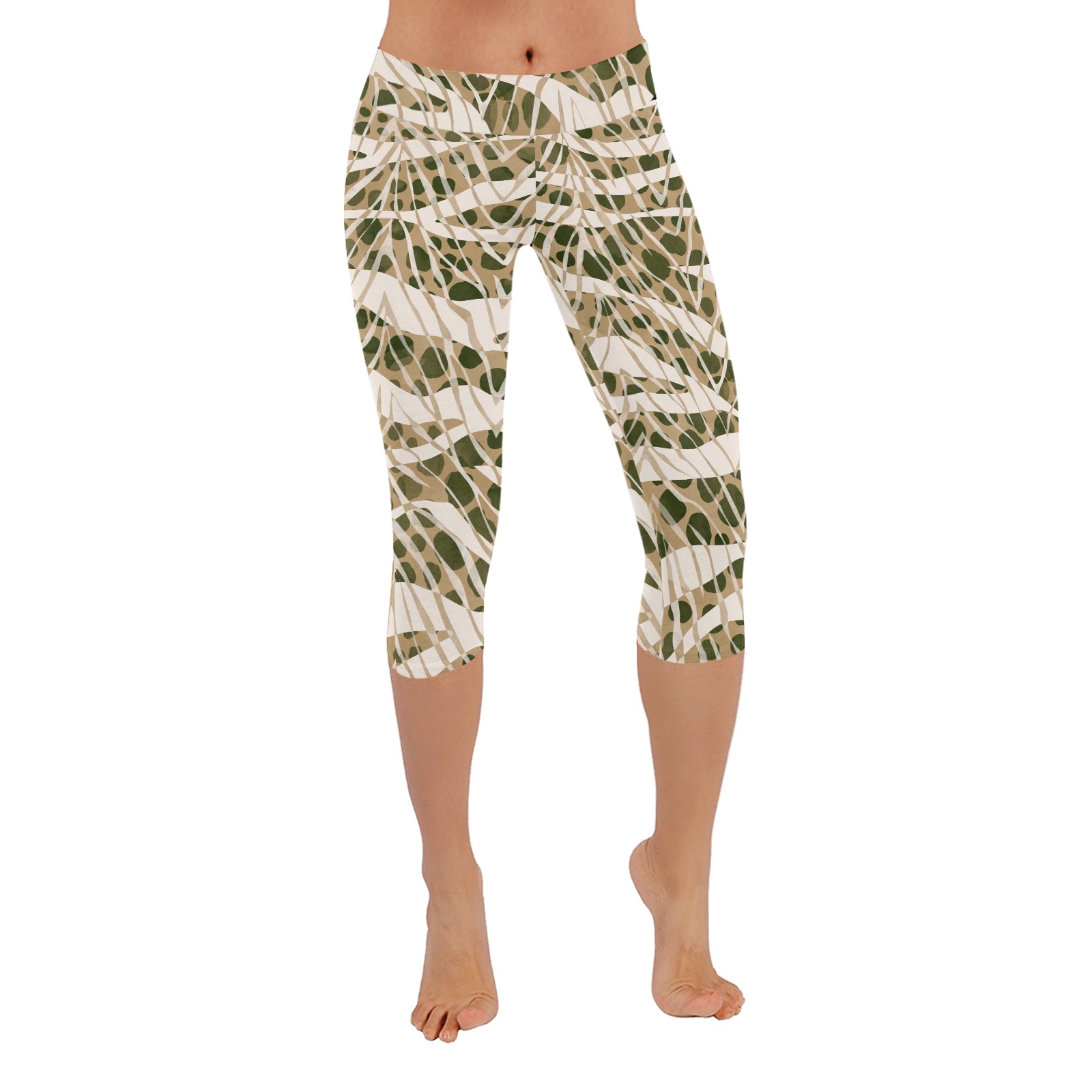 0107-WILD SKIN ANIMAL B Women's Low Rise Capri Leggings (Invisible ...