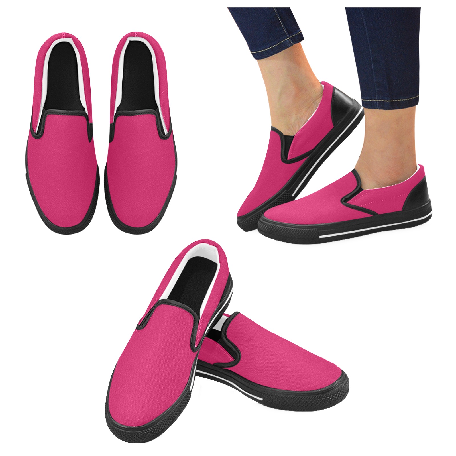 color ruby Men's Slip-on Canvas Shoes (Model 019) | ID: D5623799
