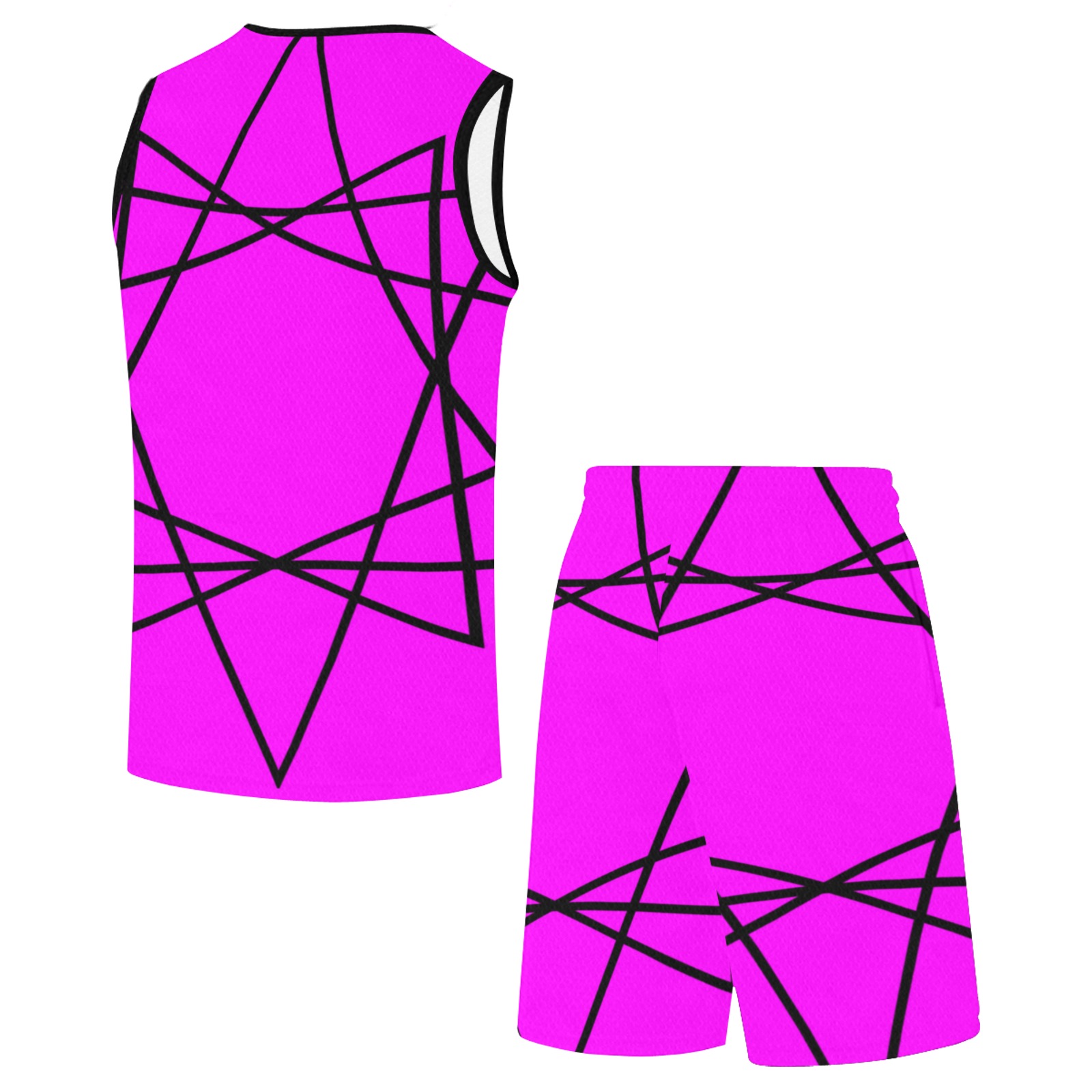Black Interlocking Triangles2 Funhouse pink Basketball Uniform with ...
