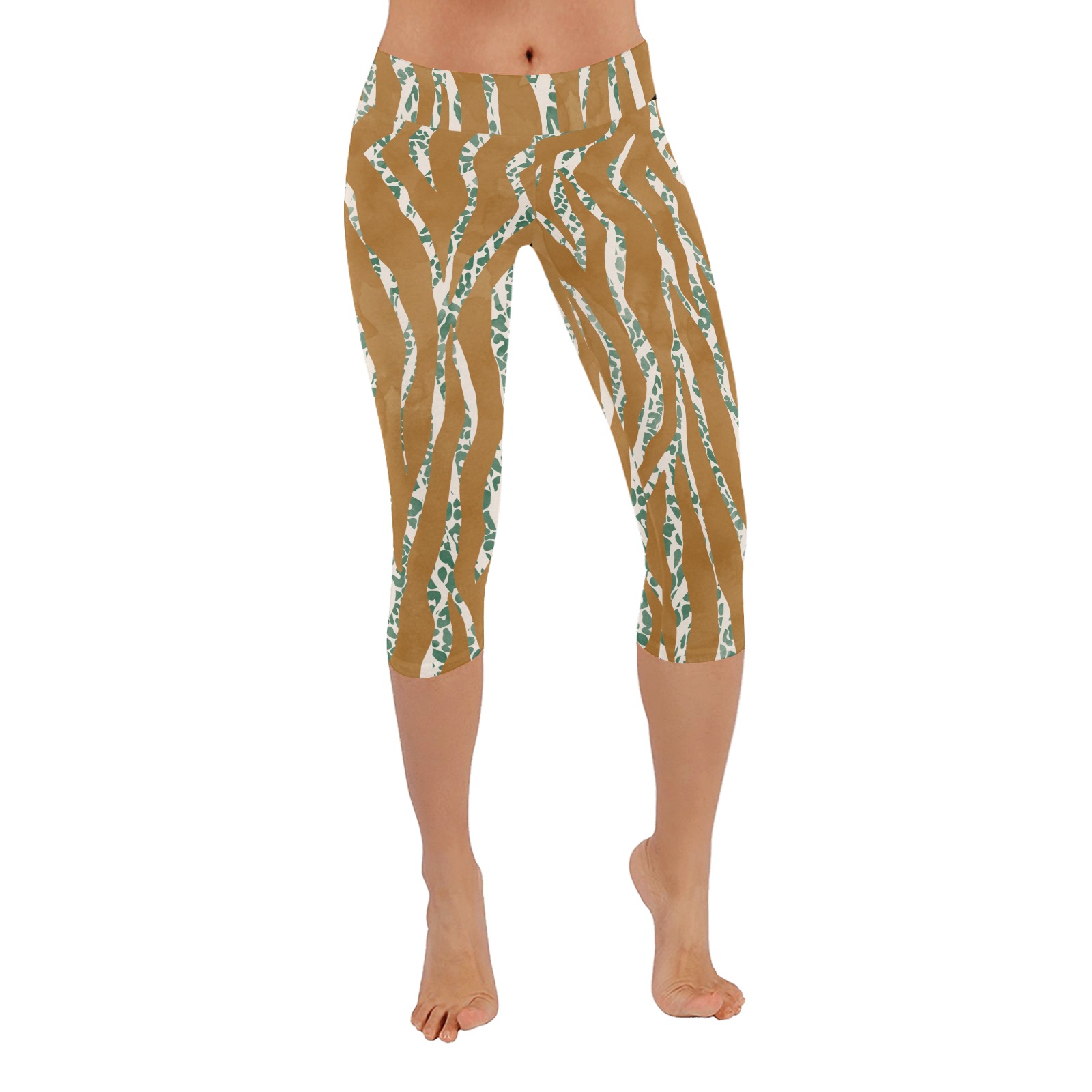 0085-WILD SKIN ANIMAL F Women's Low Rise Capri Leggings (Invisible ...