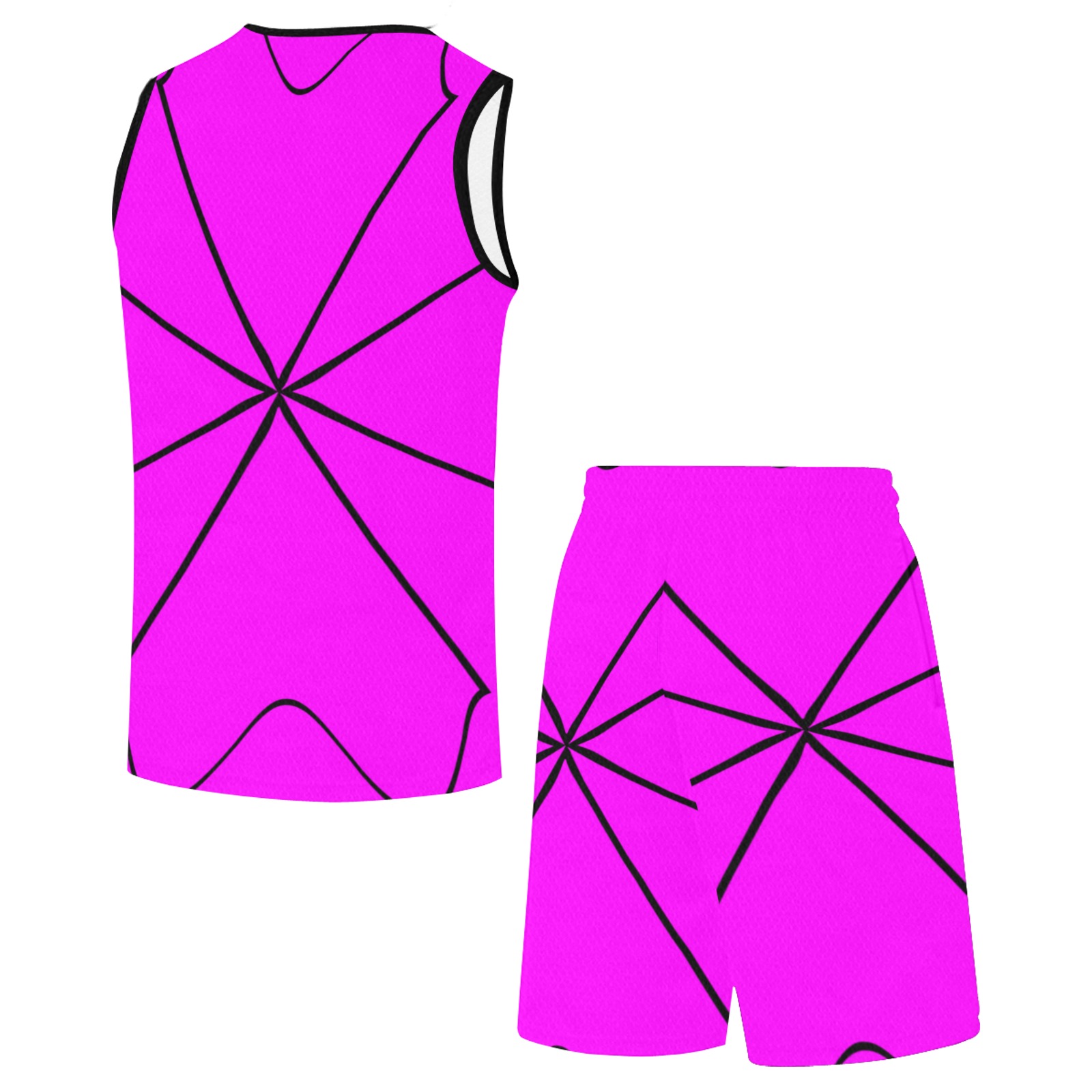 Black Interlocking Triangles Starred pink Basketball Uniform with ...
