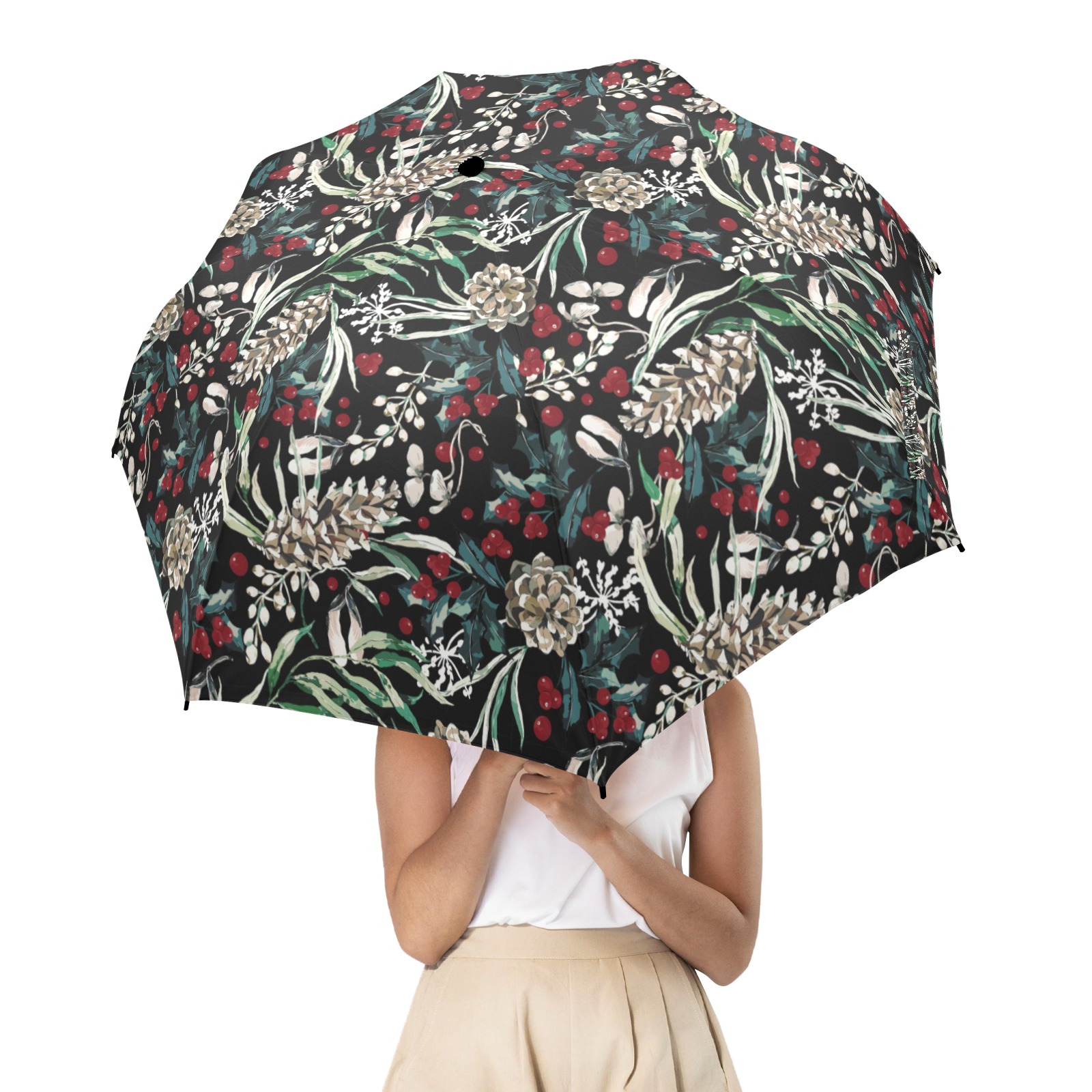 Dark winter fall forest A Semi-Automatic Foldable Umbrella (Model U12 ...