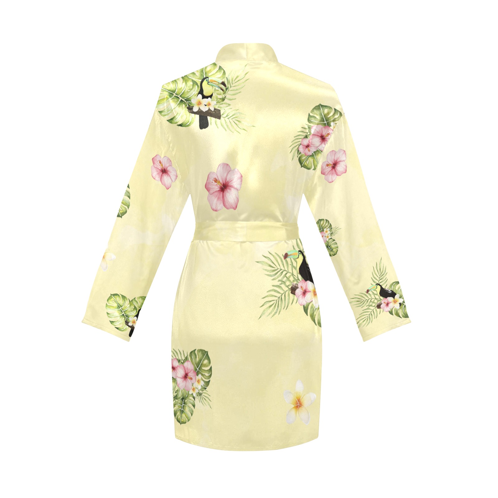 Hers Yellow Toucan Night Robe Women's Long Sleeve Belted Night Robe ...