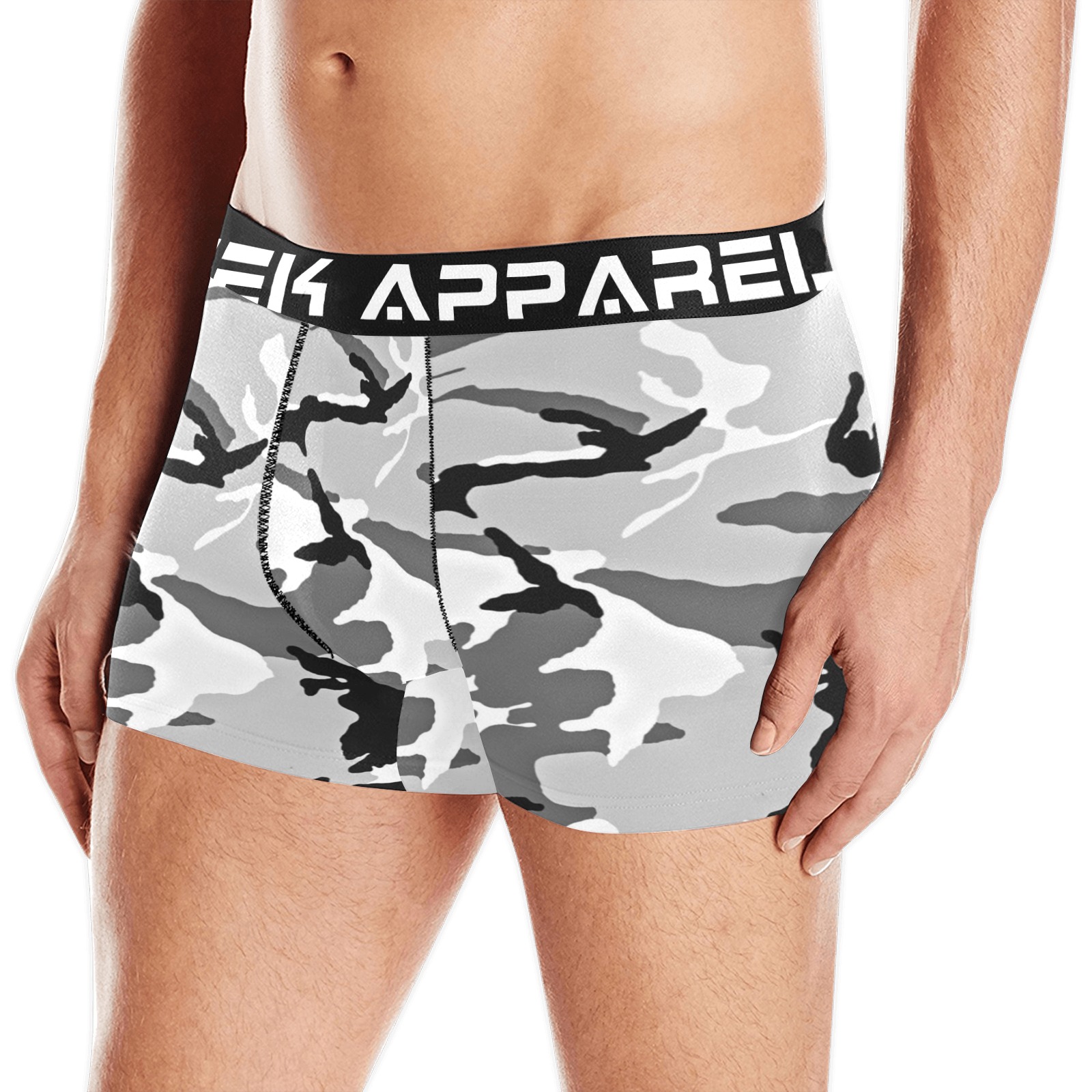 Black and White Camo Geek Apparel Logo Briefs Men's Boxer Briefs with ...