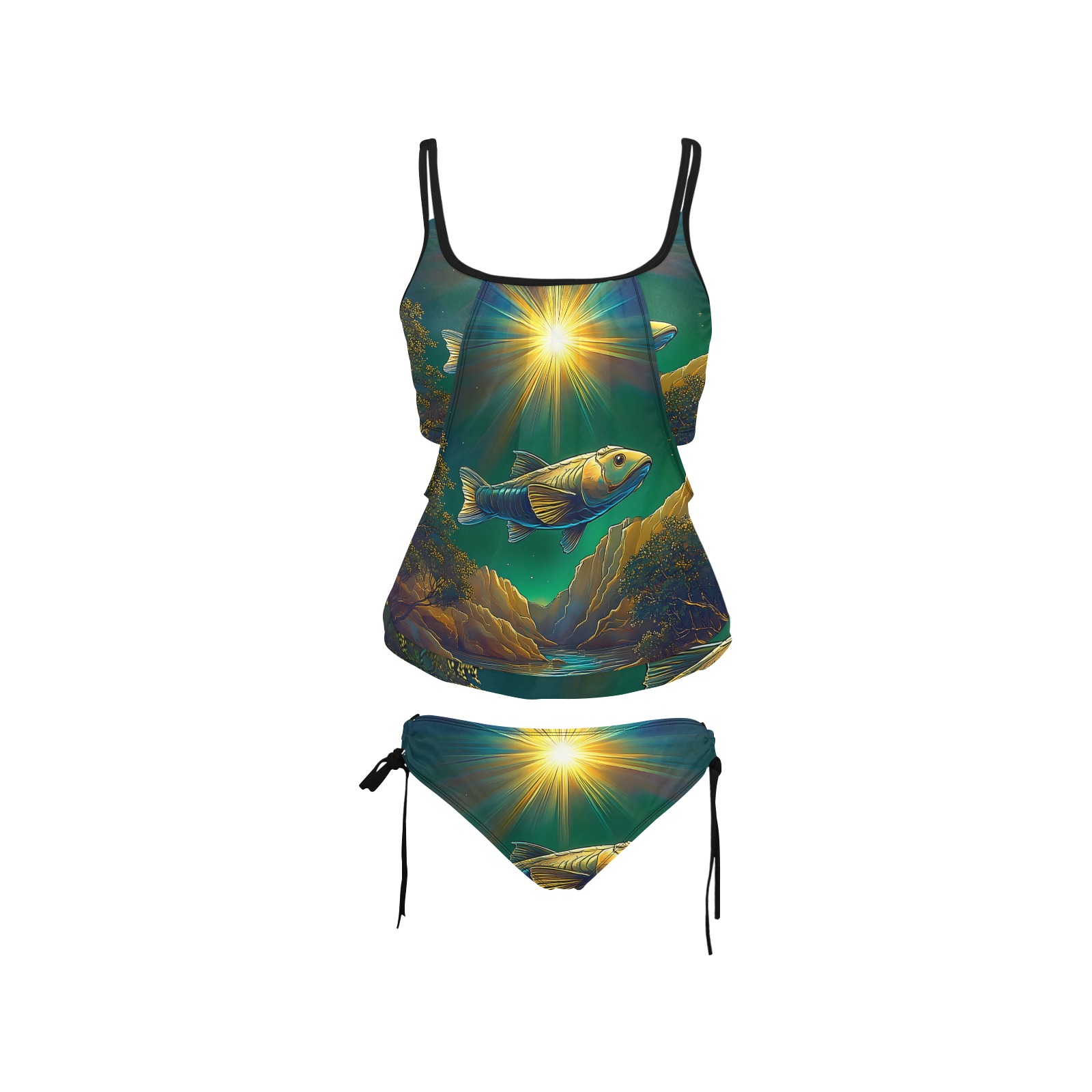 Celestial Swim Cover Belly Tankini Swimsuit (Model S25) | ID: D7266476