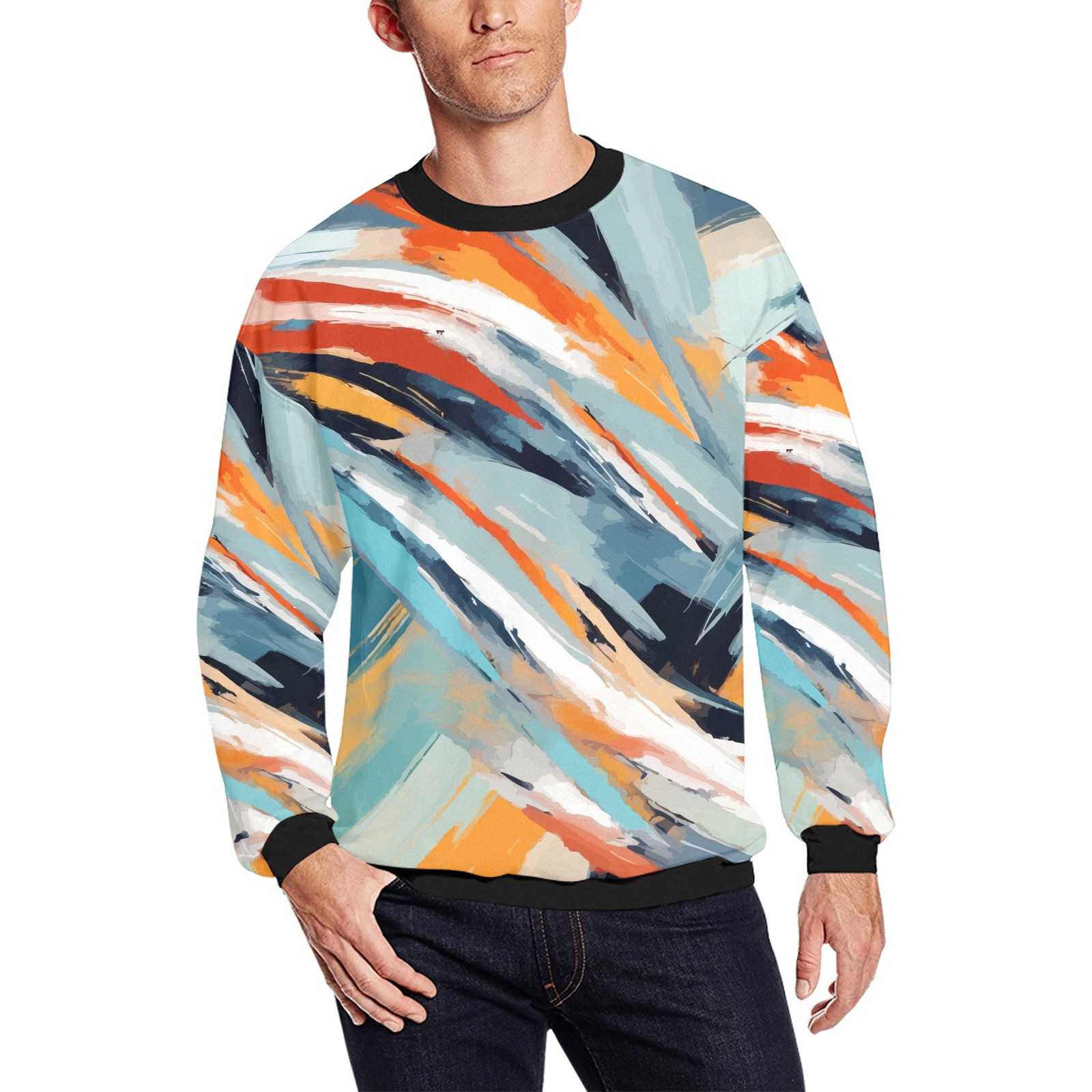 Abstract art of brush strokes of pastel colors Men's Oversized Fleece ...