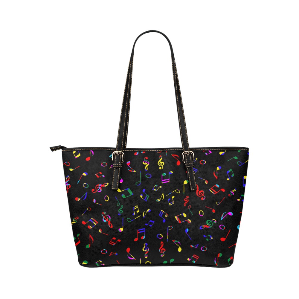 musical notes Leather Tote Bag/Large (Model 1651) | ID: D6452672