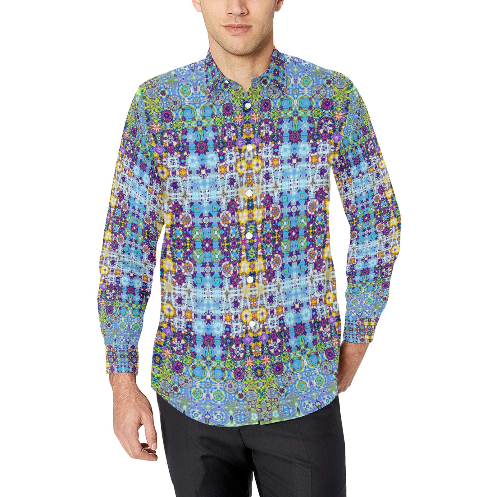 space time 126c33b2 Men's All Over Print Dress Shirt (Without Pocket ...