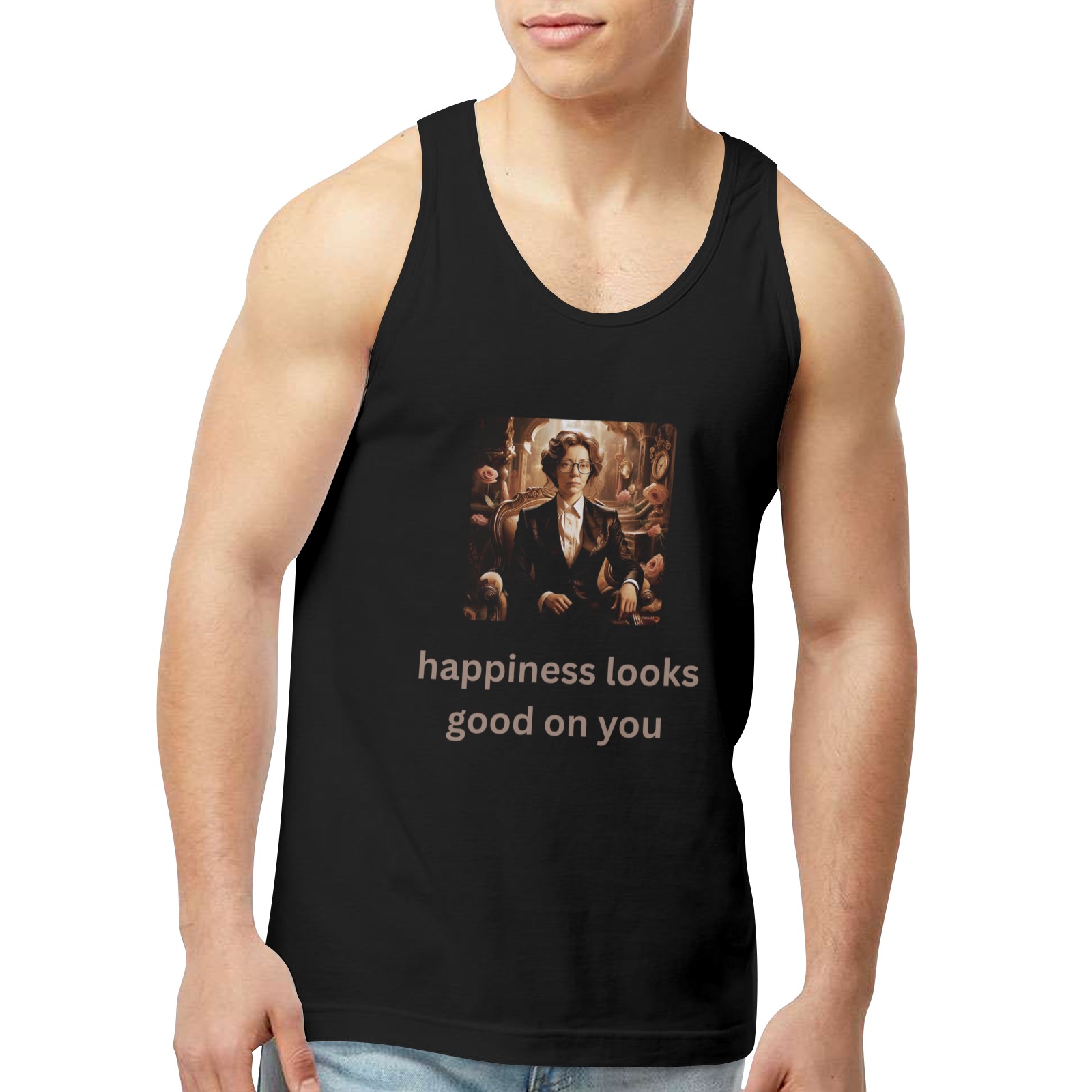 happiness looks good on you men's tank Men's Tank Top (Front Printing ...