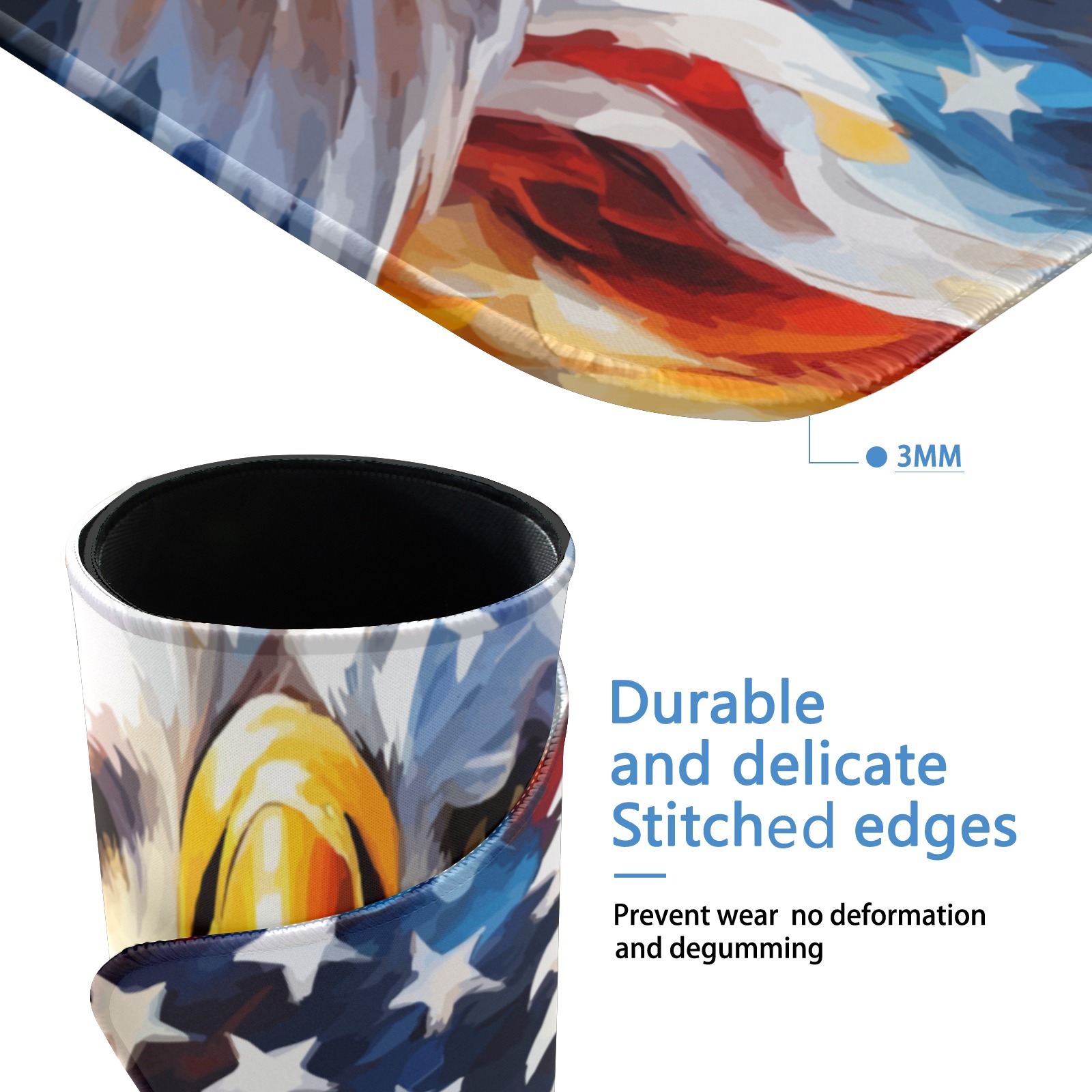 American Flag Strong Bald Eagle Head Patriotic Art Gaming Mousepad (35 ...