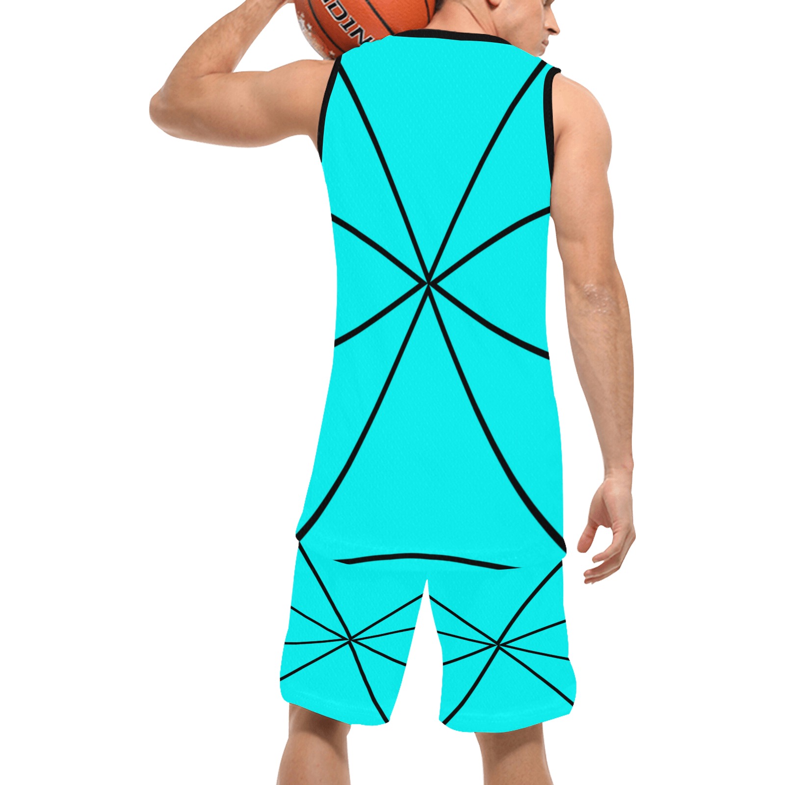 Black Interlocking Triangles Funhouse aqua Basketball Uniform with ...