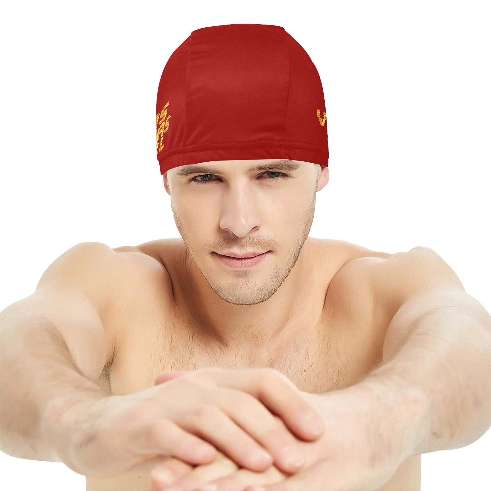 LAS VEGAS GIRL Neon on Red Swim Cap | ID: D6001812