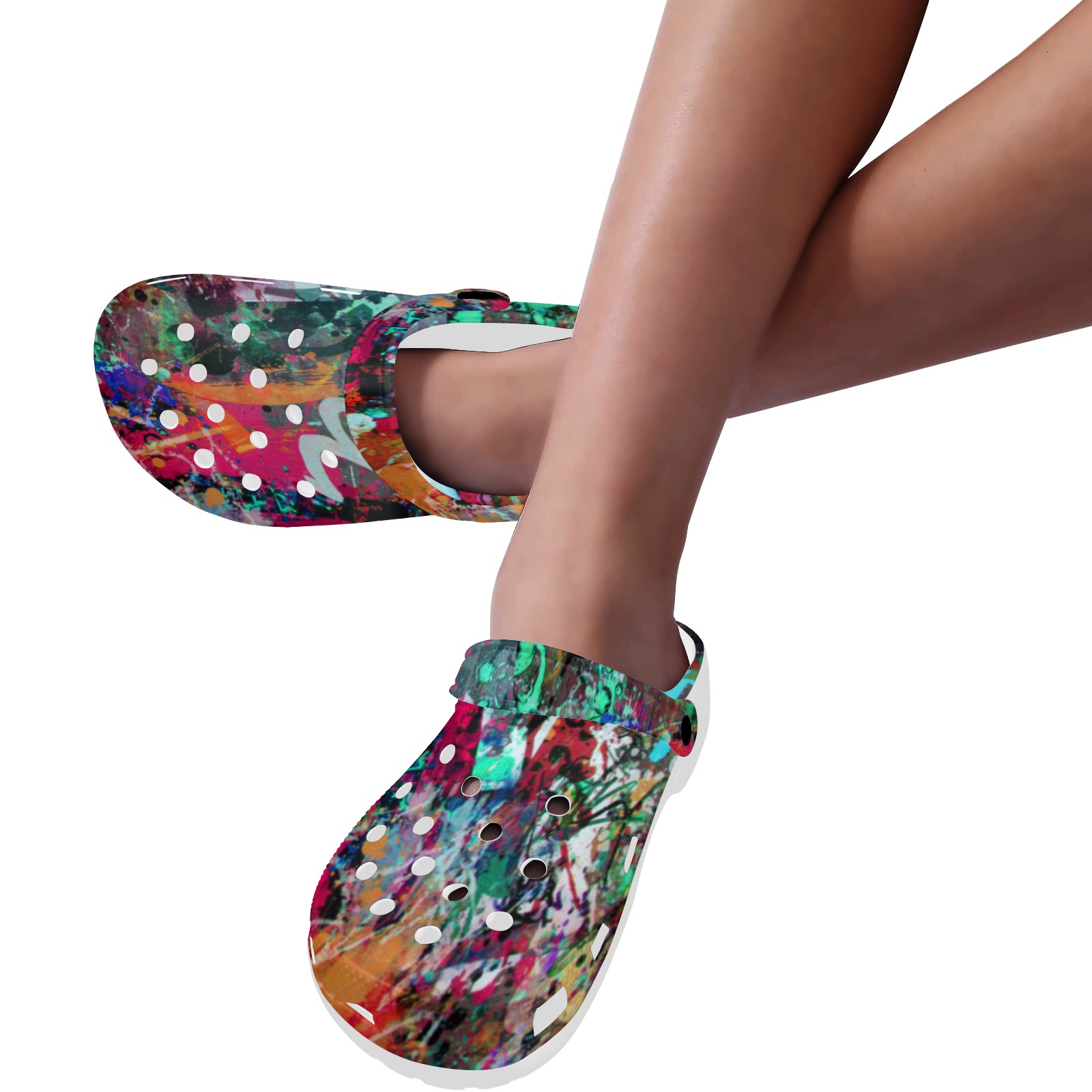 Graffiti Wall and Paint Splatter Custom Print Foam Clogs for Adults ...