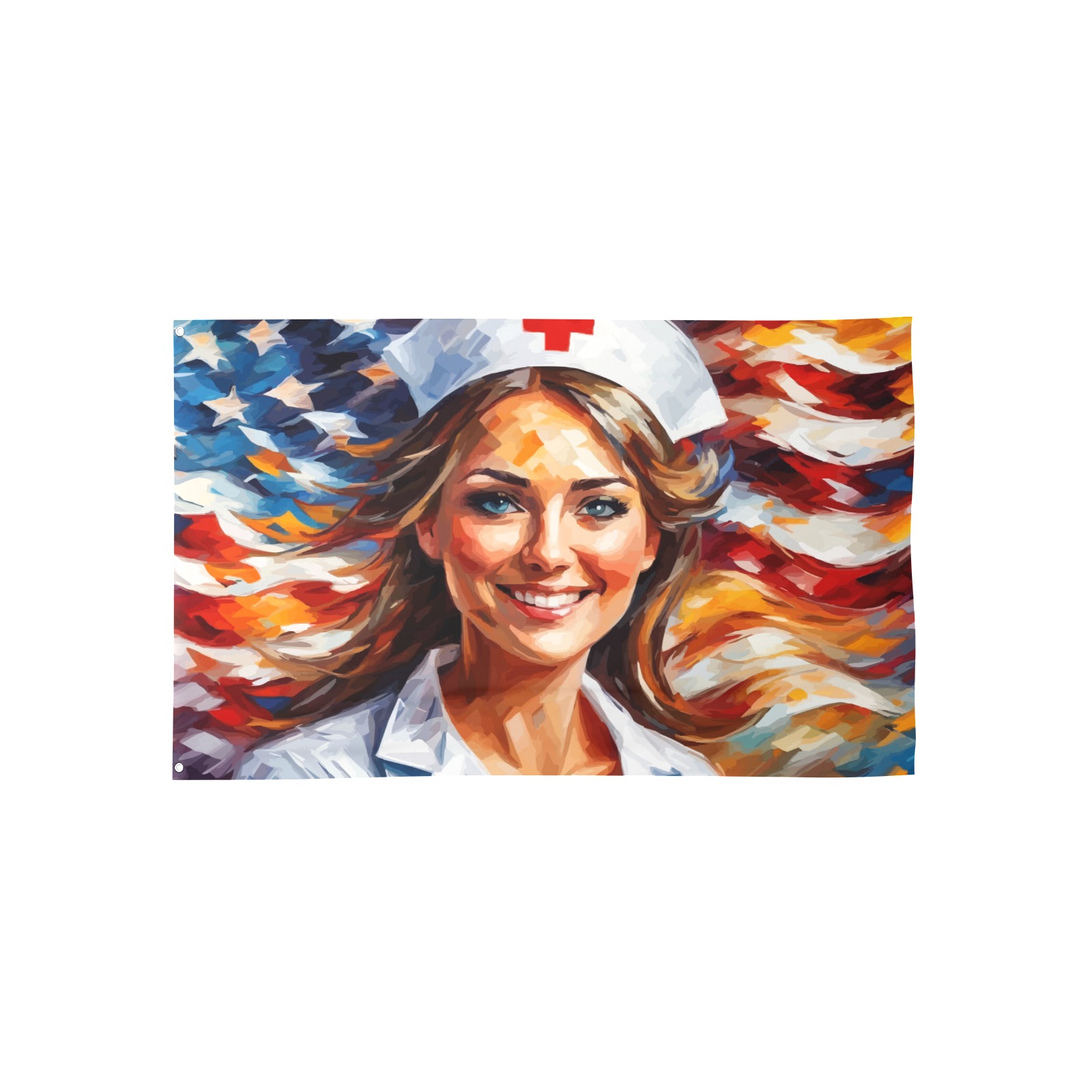 USA Flag Happy Medical Nurse Woman Patriotic Art House Flag 56"x34.5 ...