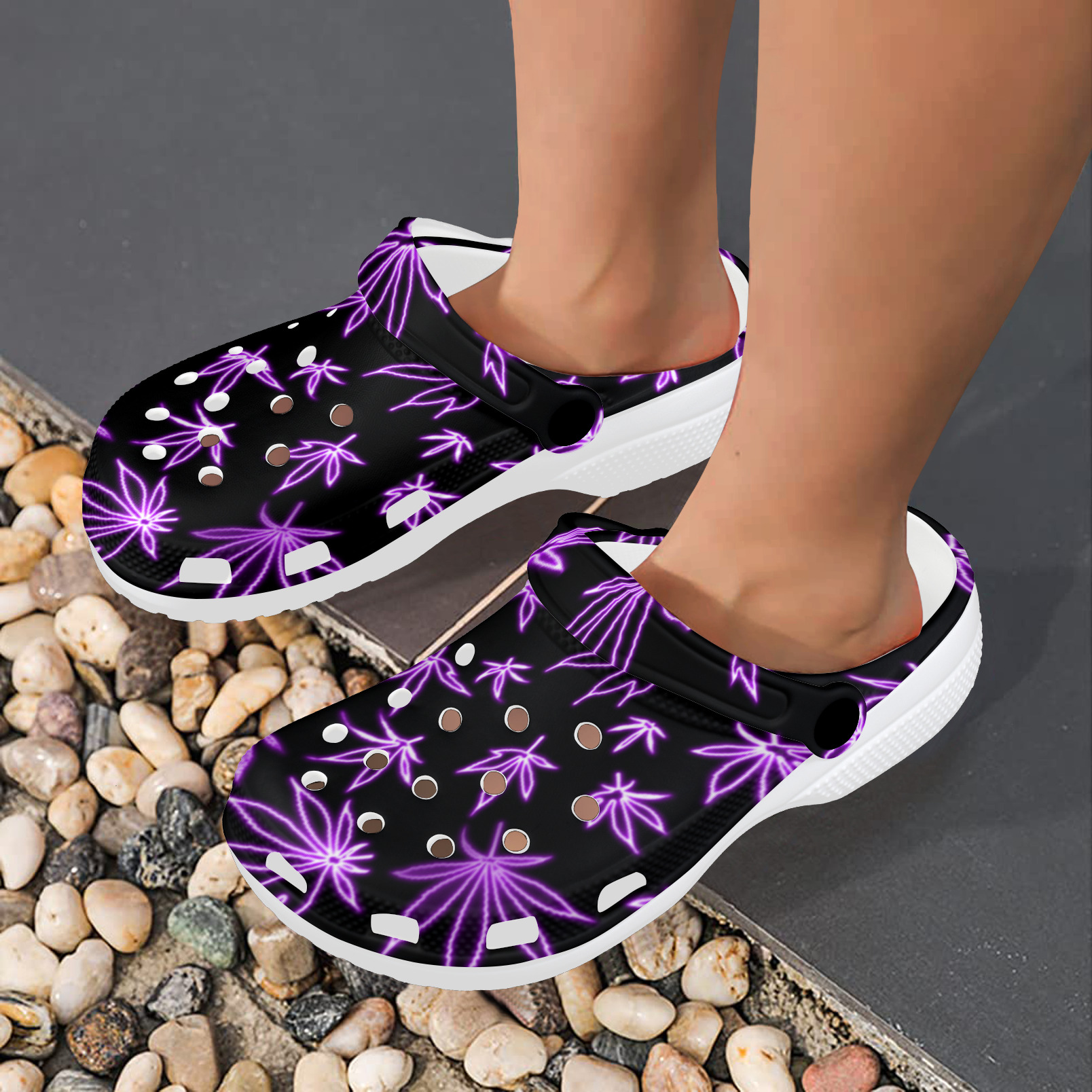 neon pot purple Custom Print Foam Clogs for Adults | ID: D6790907