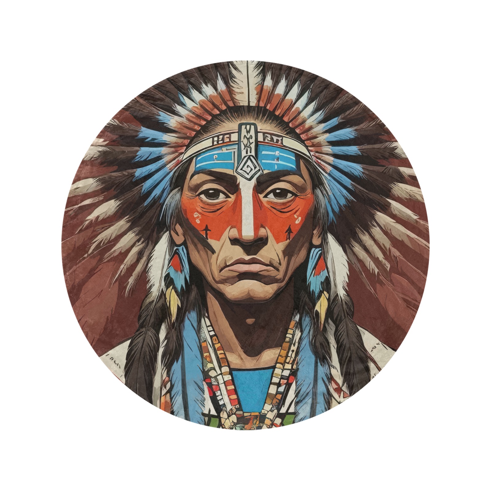 Stunning fantasy art of Native American chief. Circular Ultra-Soft ...